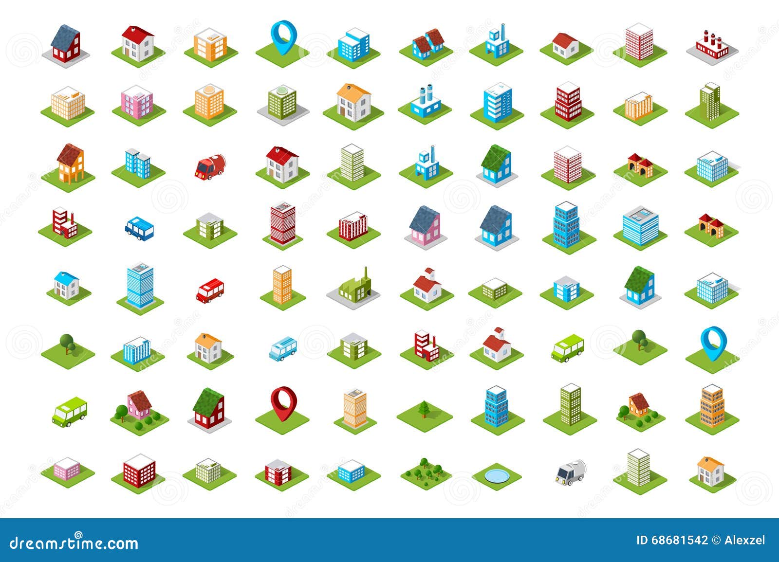 Icons Isometric city stock vector. Illustration of town - 68681542