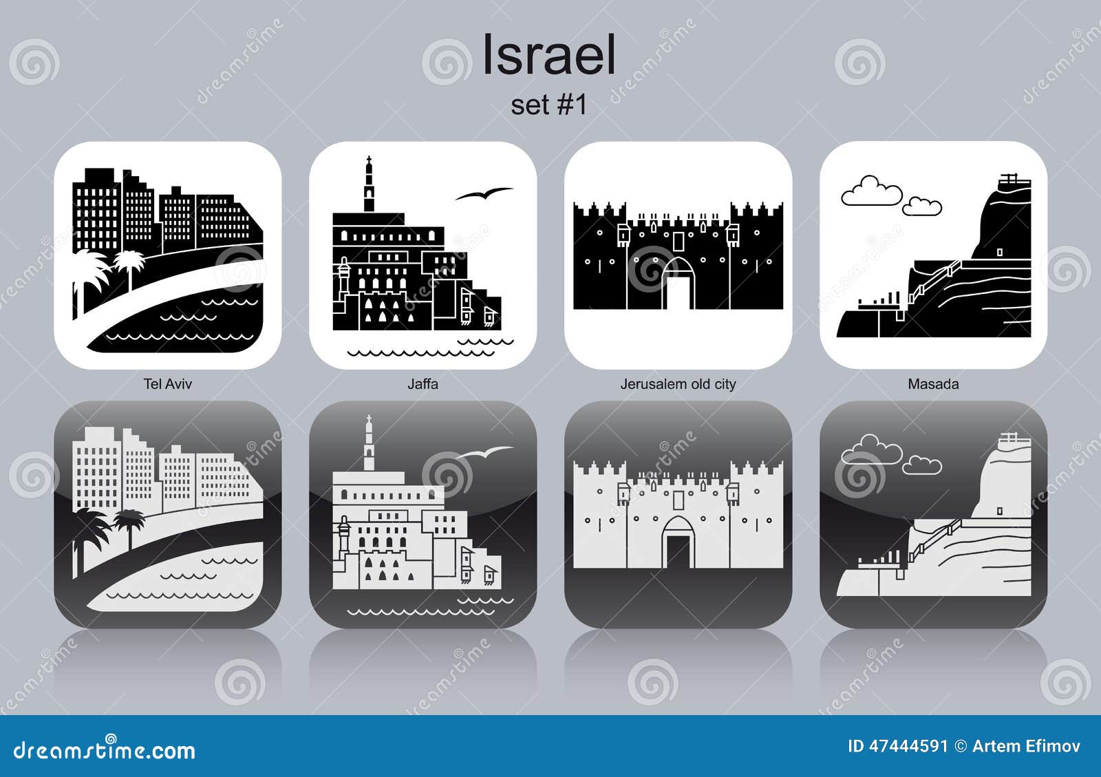 Icons of Israel stock vector. Illustration of monument - 47444591