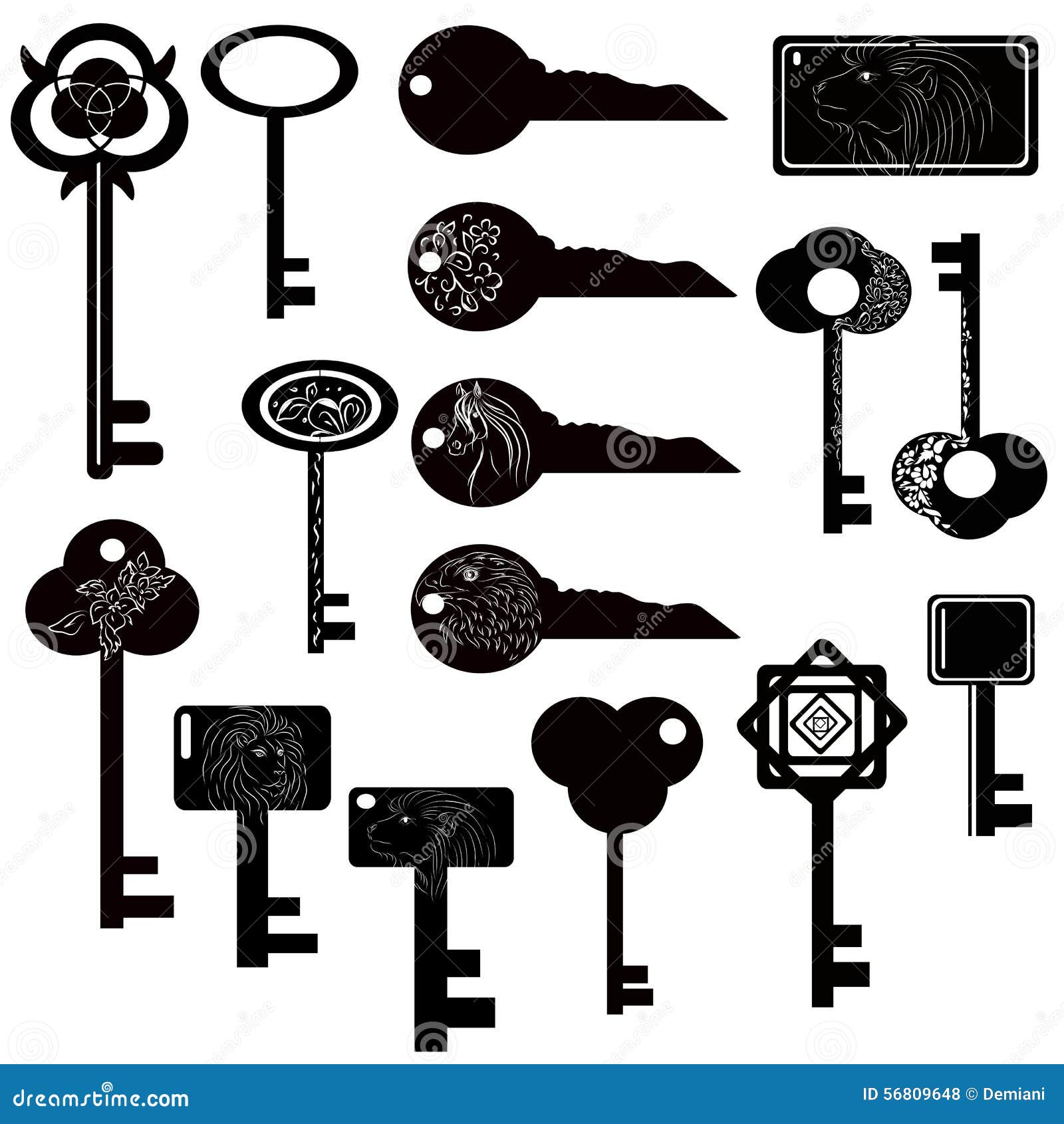 Set Icons - Keys Silhouette Vector Illustration | CartoonDealer.com ...