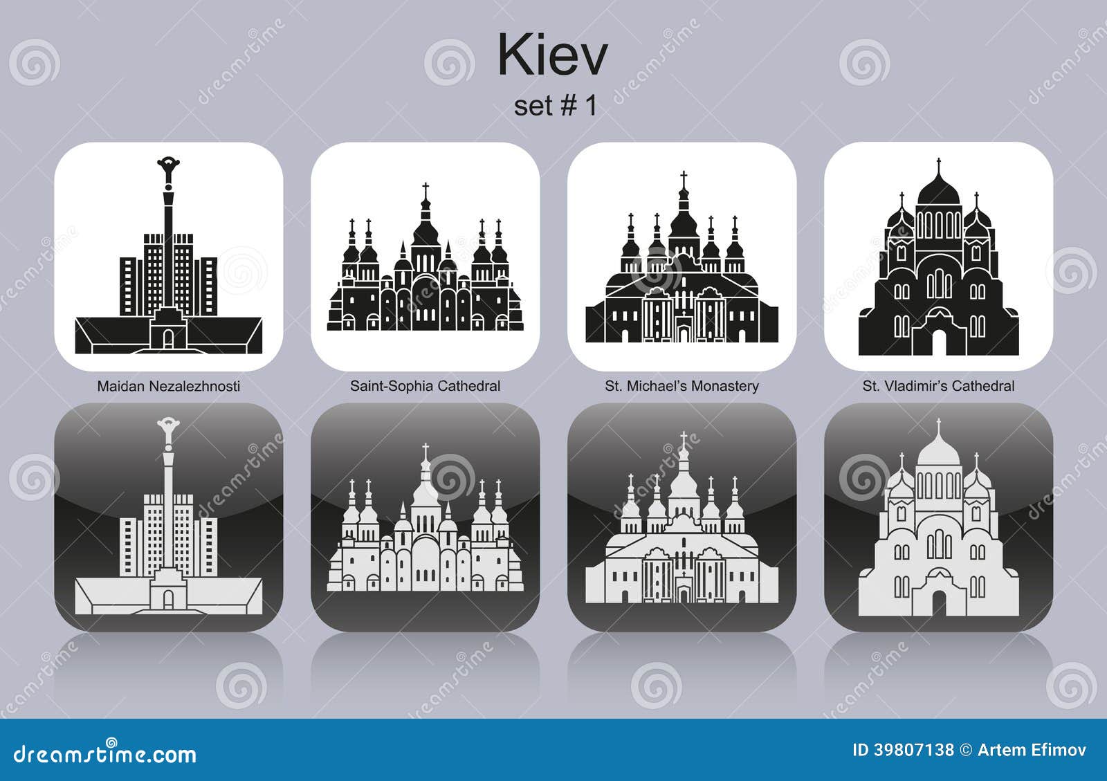 Icons of Kiev stock vector. Illustration of monument - 39807138