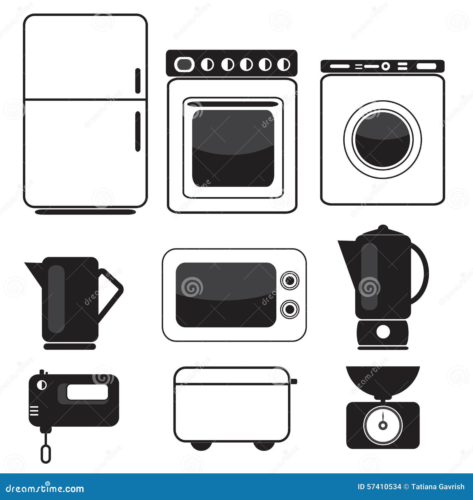 Icons of kitchen equipment stock vector. Illustration of heater - 57410534