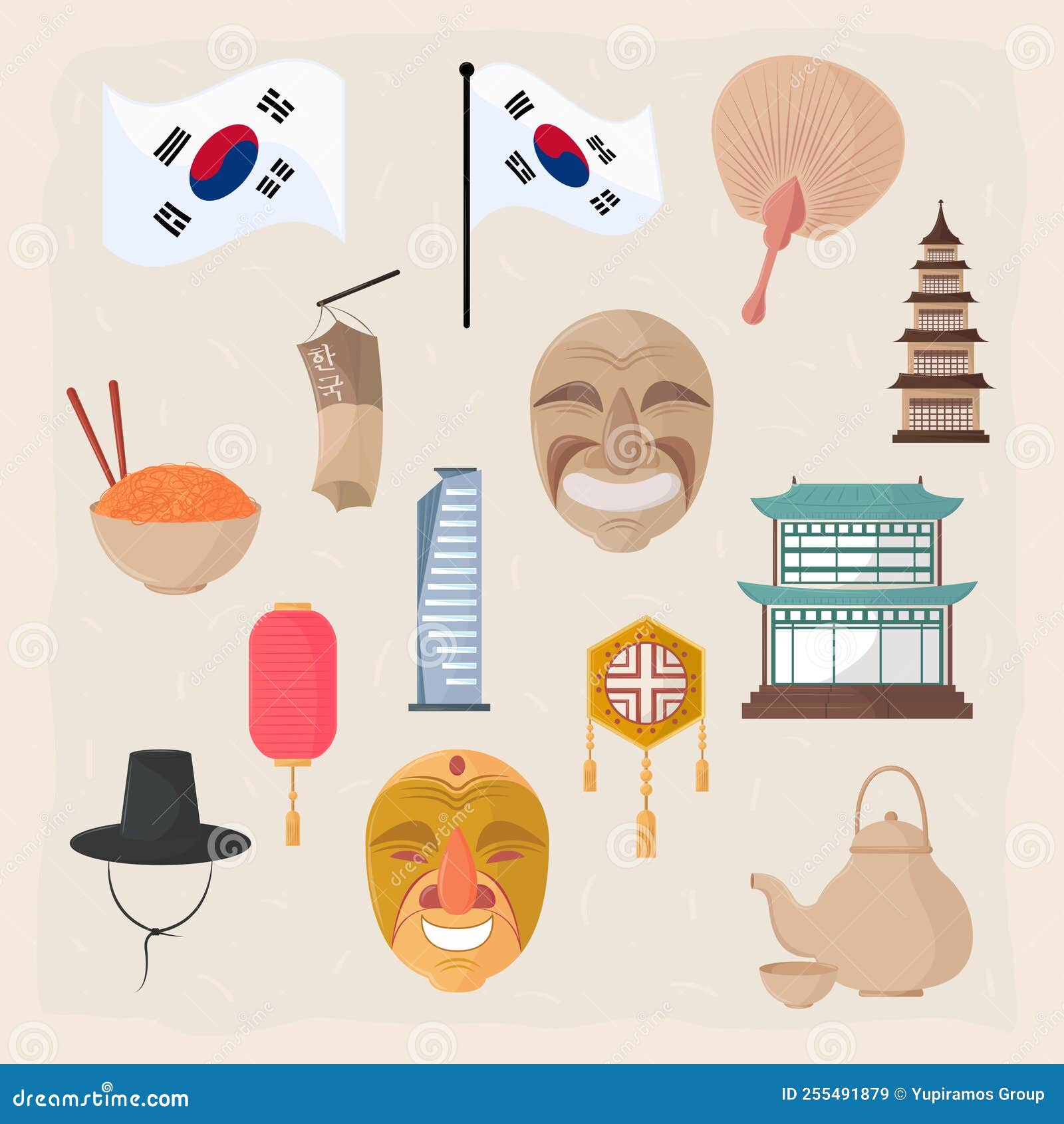 Icons Korea Culture and Tradition Stock Vector - Illustration of icons ...