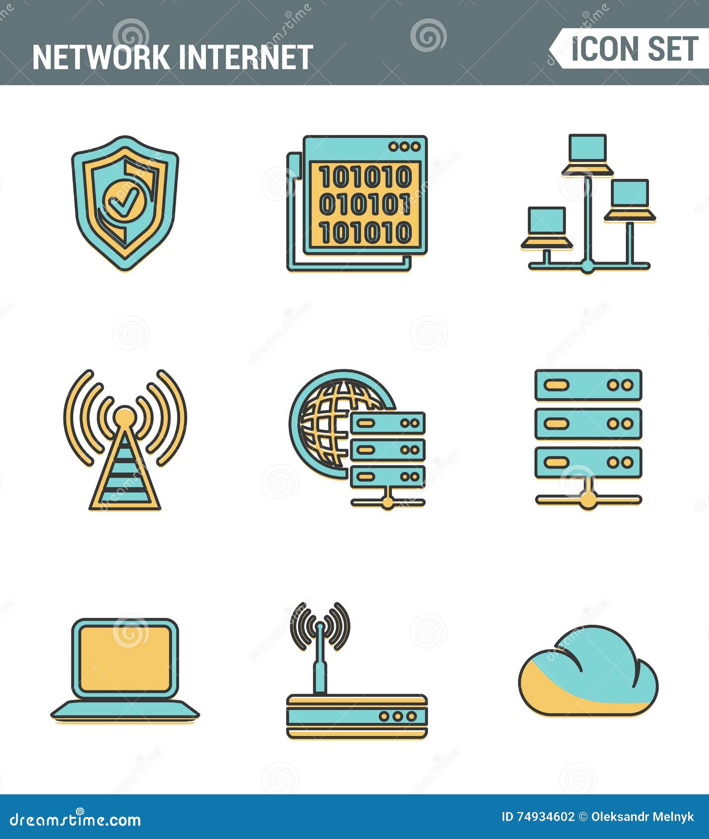 Icons Line Set Premium Quality of Cloud Computing Network, Internet ...