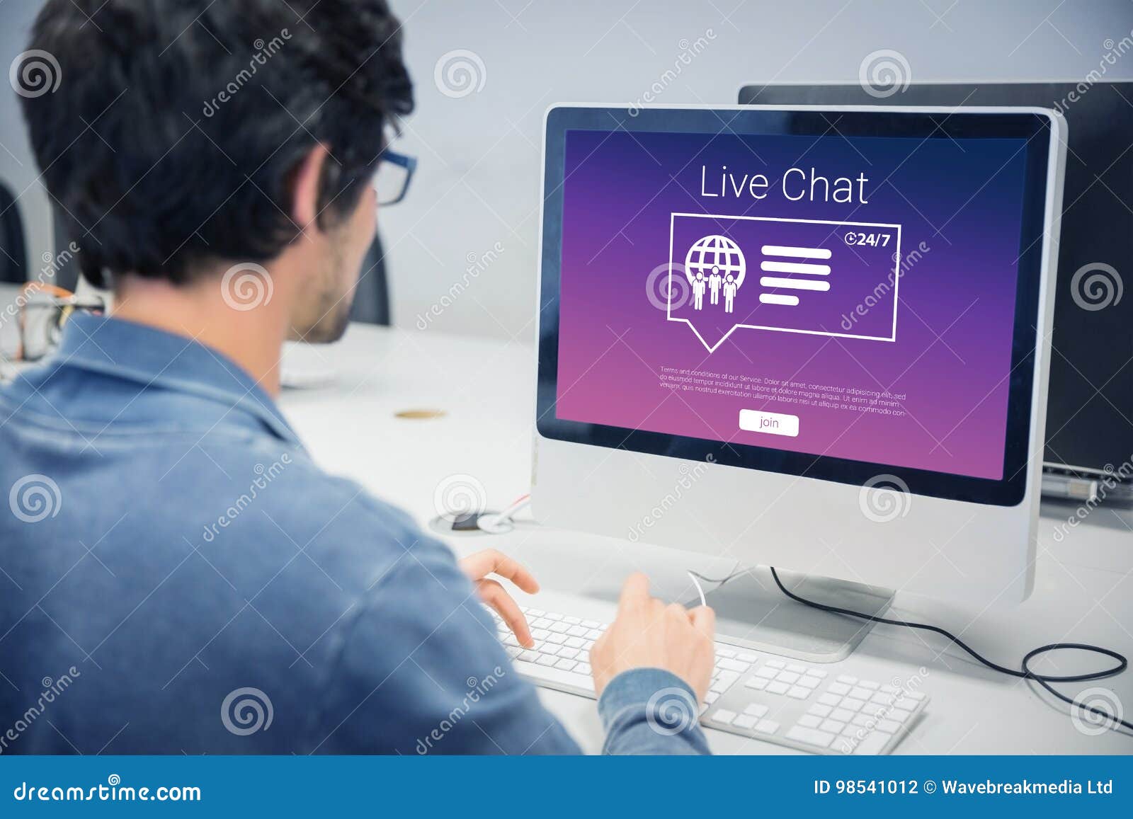 Composite Image of Icons with Live Chat Text Stock Photo - Image of ...