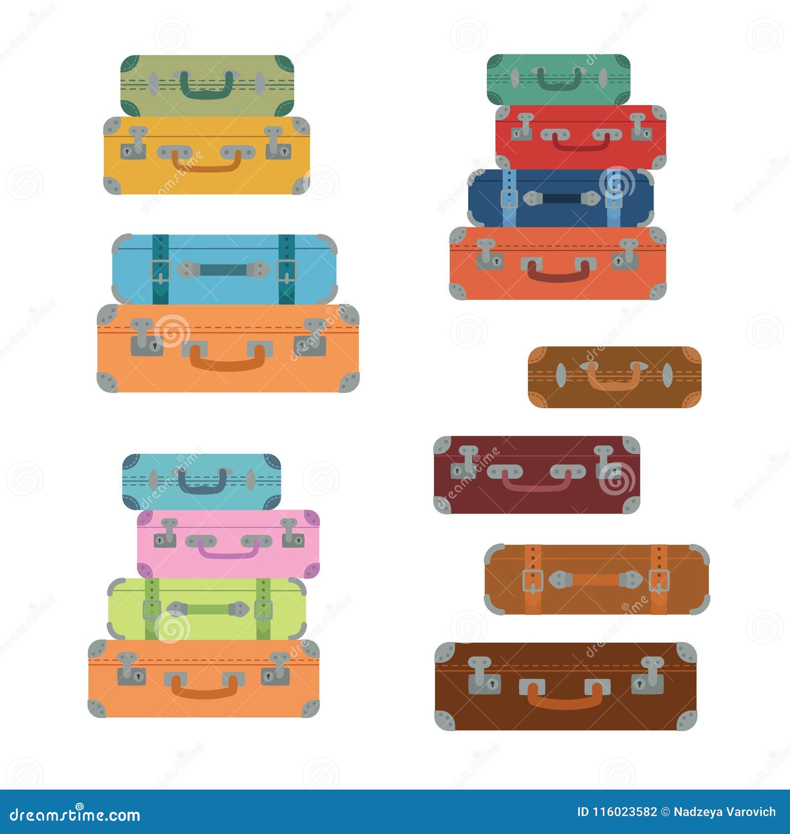 Icons Luggage. Flat Style. Suitcases Baggage Stock Vector ...