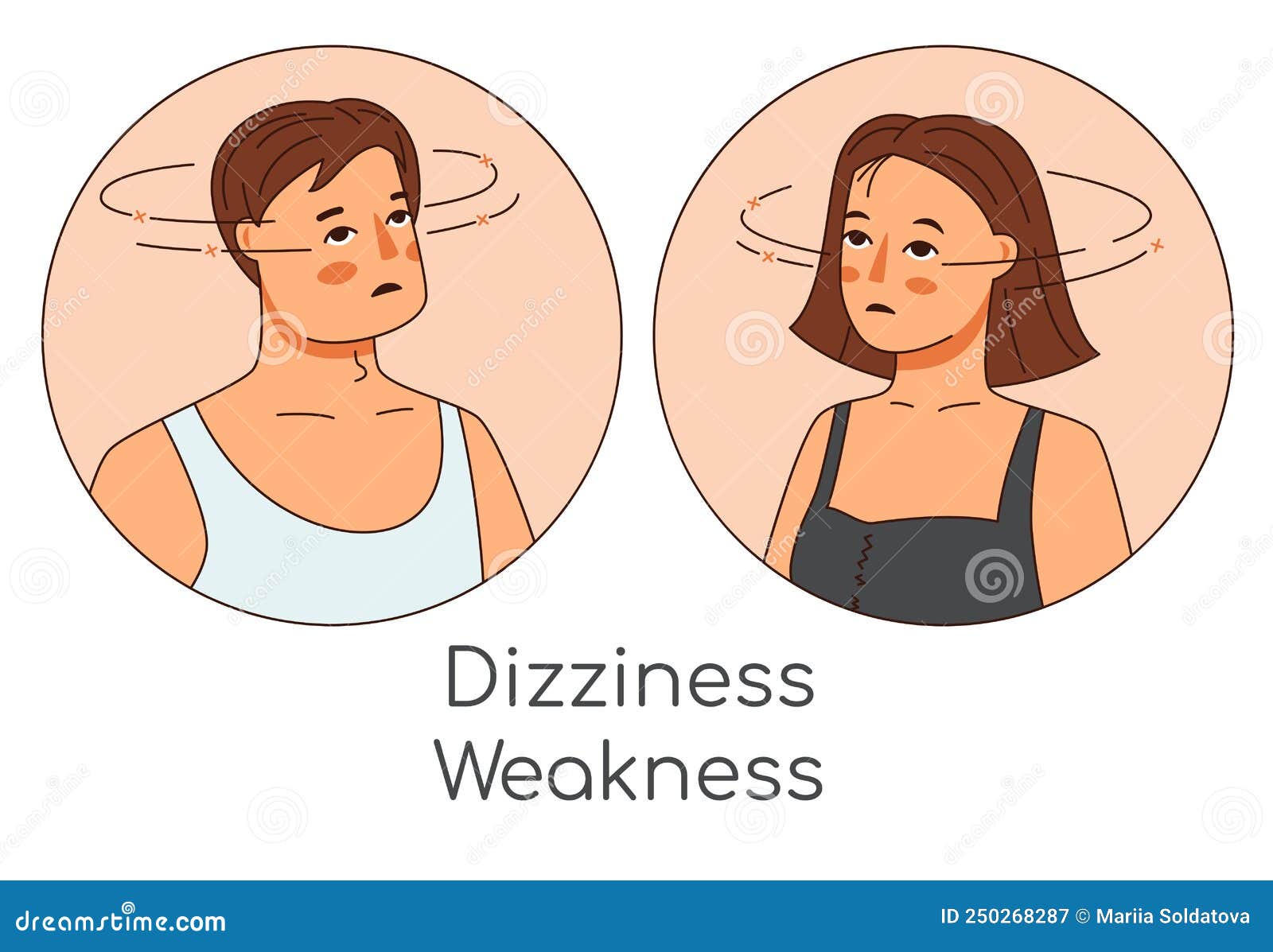 Icons of Man and Woman with Weakness and Dizziness Stock Vector ...