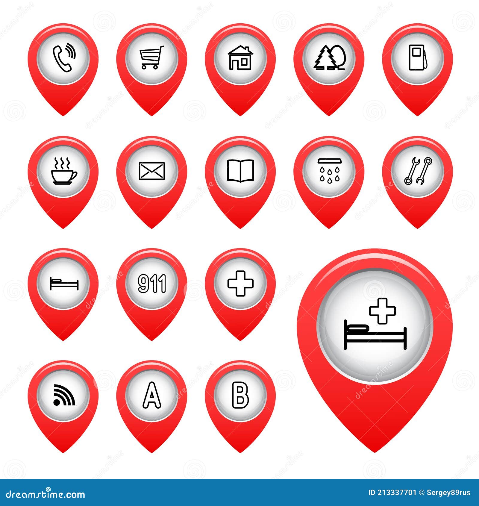 Icons on the Map Arrow. Vector Illustration. Stock Vector ...