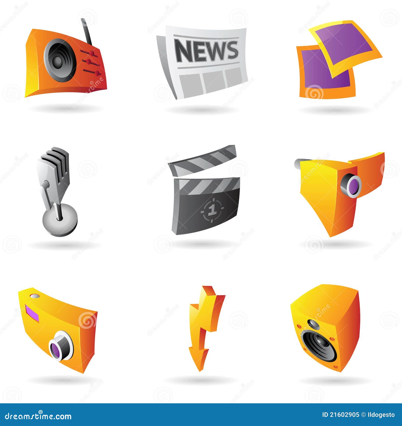 Icons for media stock vector. Illustration of symbol - 21602905