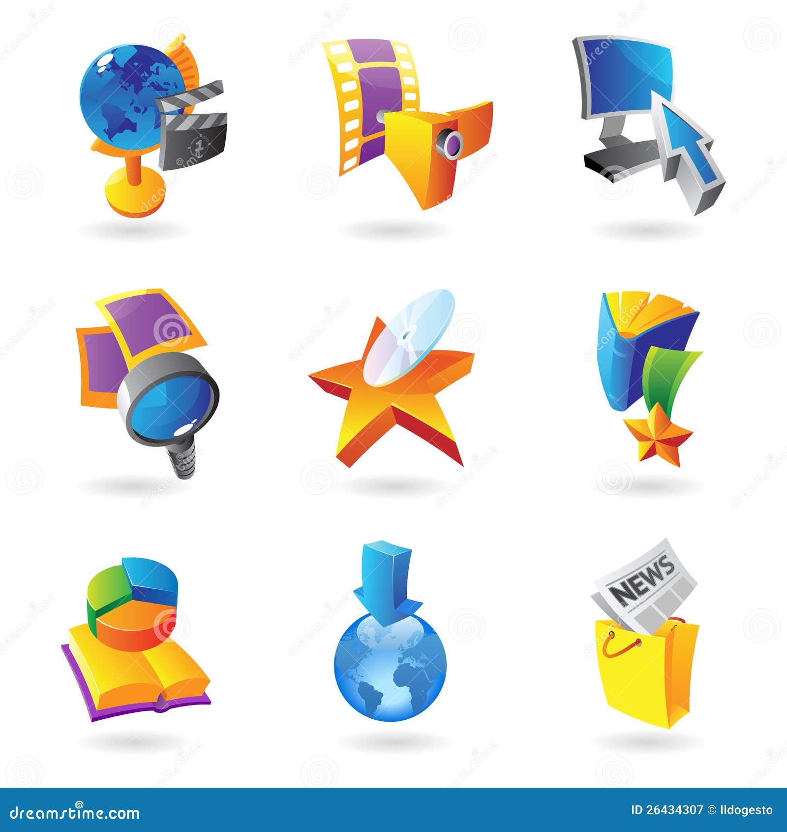 Icons for media stock vector. Illustration of information - 26434307