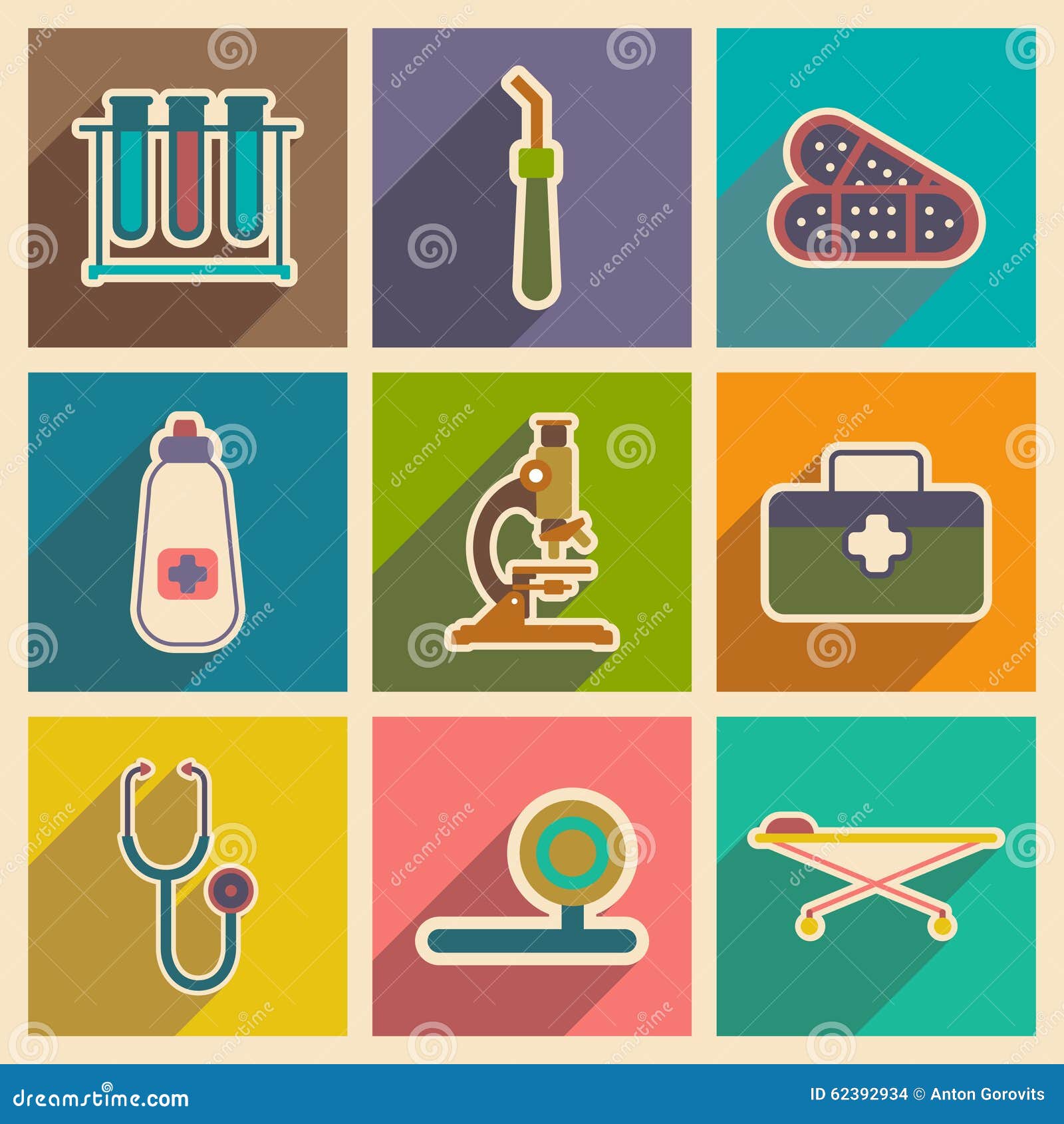 Icons of Medical Instruments and Medicament in Stock Vector ...