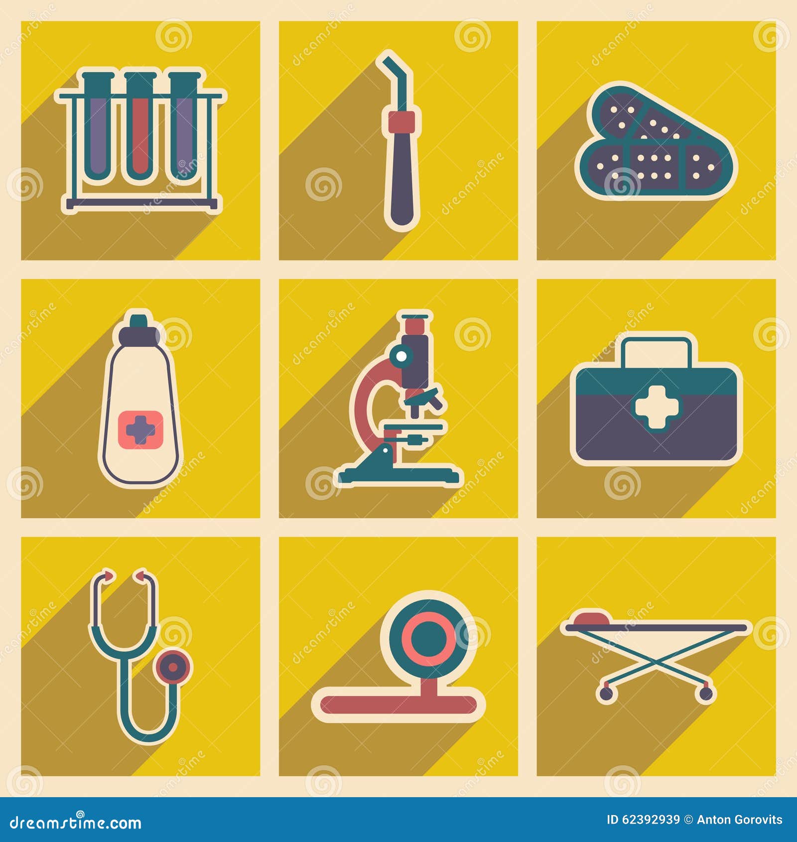 Icons of Medical Instruments and Medicament in Stock Vector ...