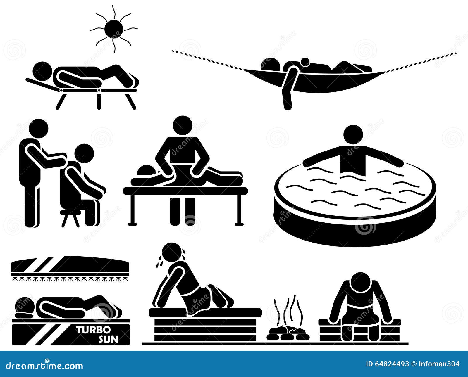 Icons of Men in Black Theme Relaxation Stock Illustration ...