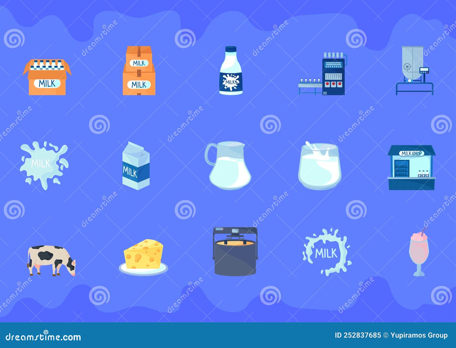 Icons milk industry stock vector. Illustration of farm - 252837685