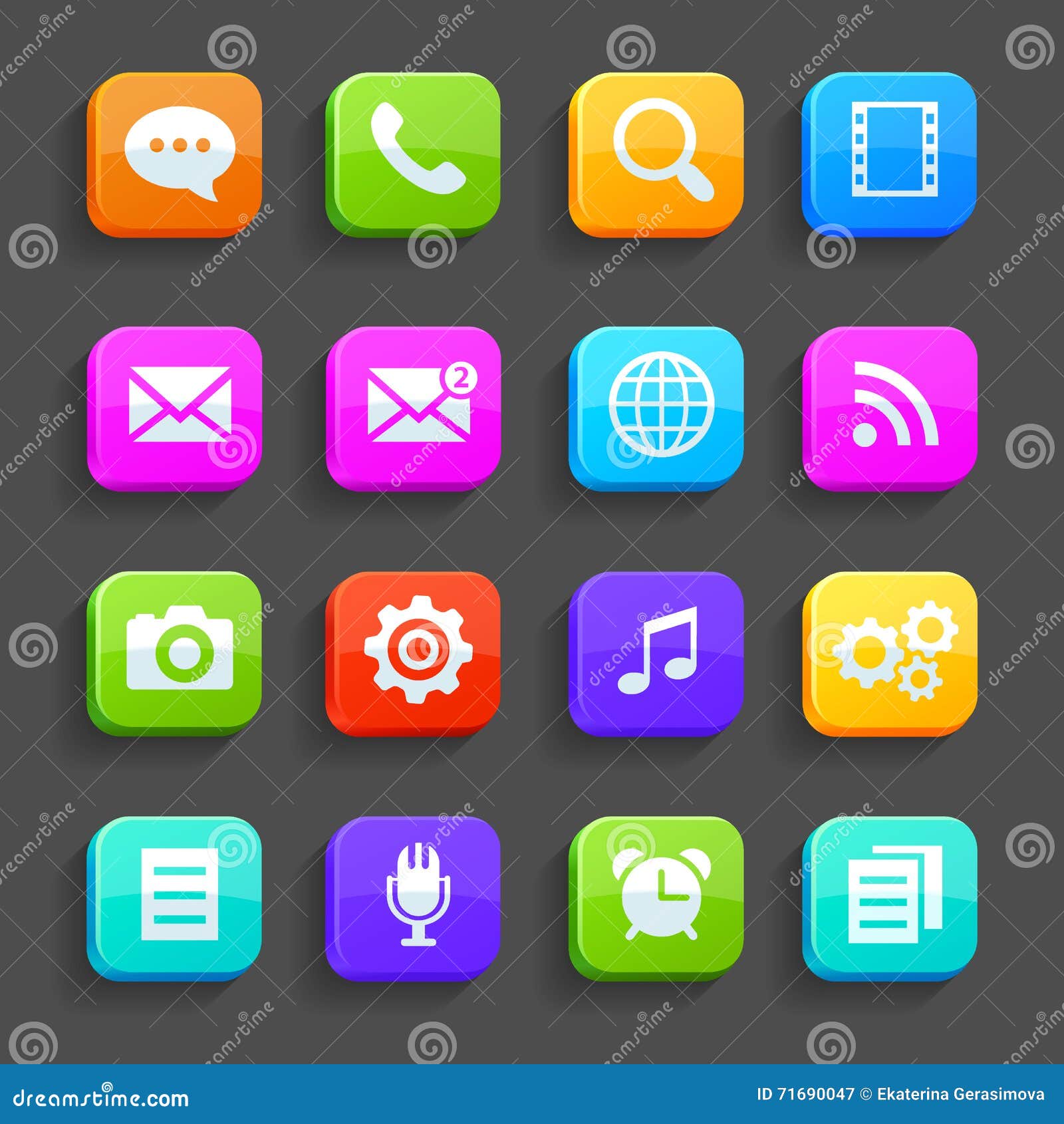 Icons for Mobile Phone, Isolated on Gray Background Stock Vector ...