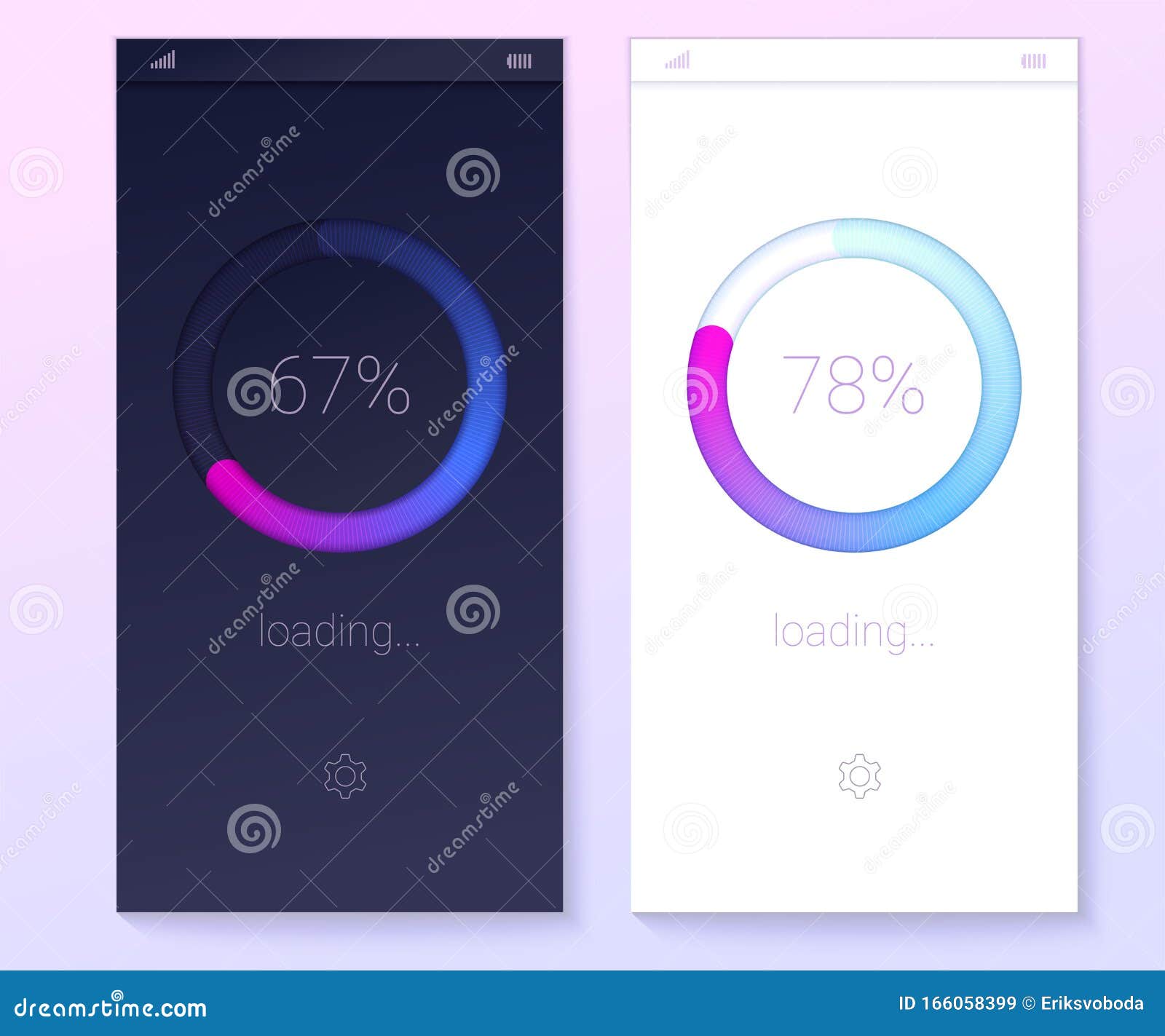 Icons of Modern 3D Web Preloader of Updates. Progress Bar with ...