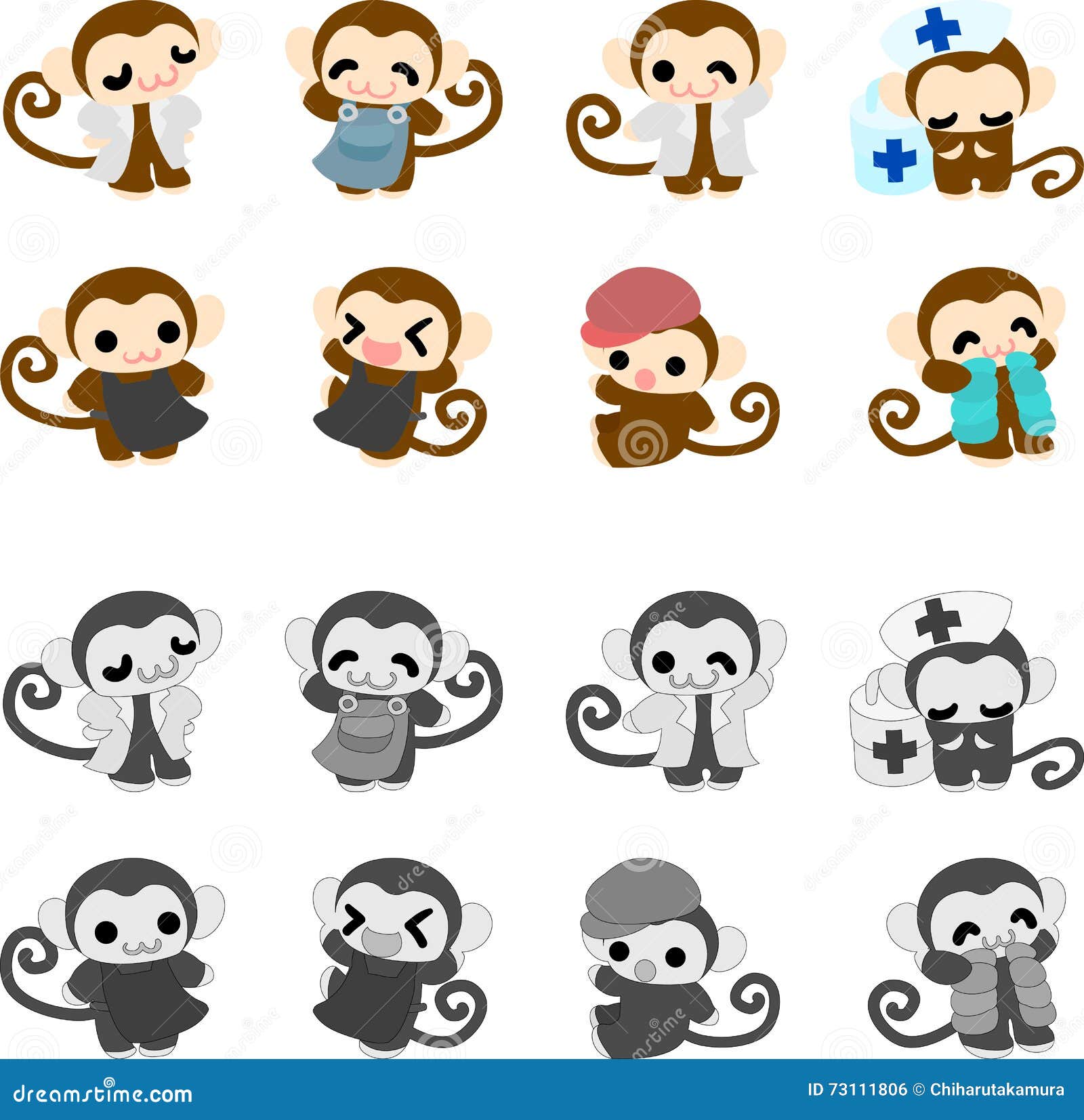Icons of monkeys stock vector. Illustration of design - 73111806