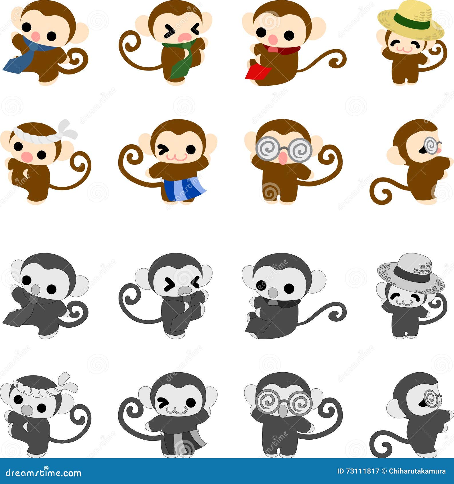 Icons of monkeys stock vector. Illustration of creative - 73111817