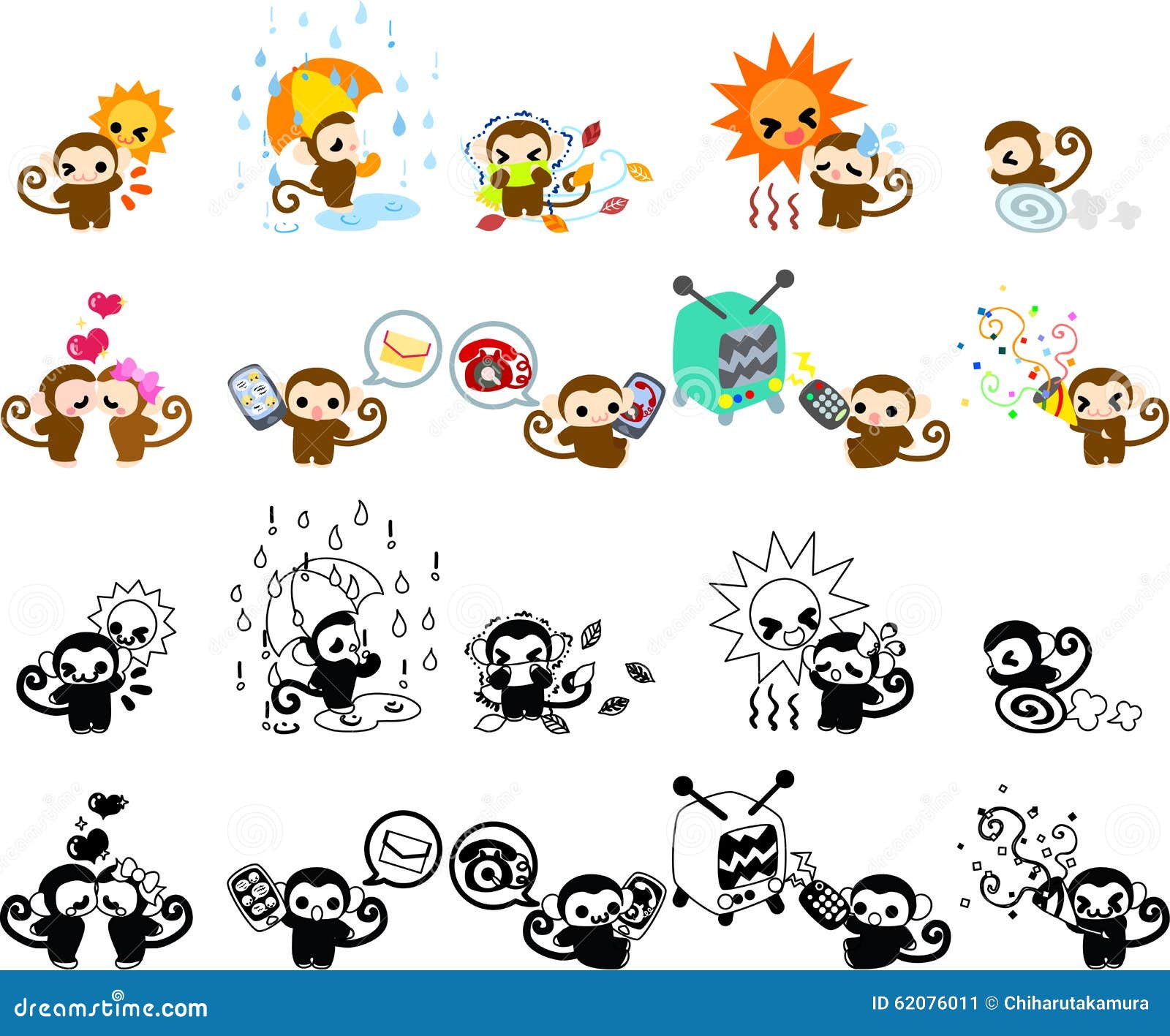 Icons of monkeys part 4 stock vector. Illustration of monkey - 62076011