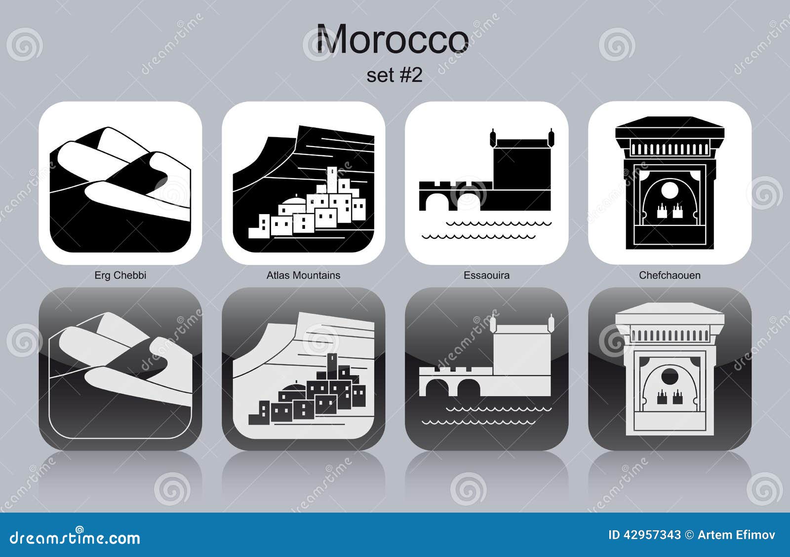 Icons of Morocco stock vector. Illustration of bridge - 42957343