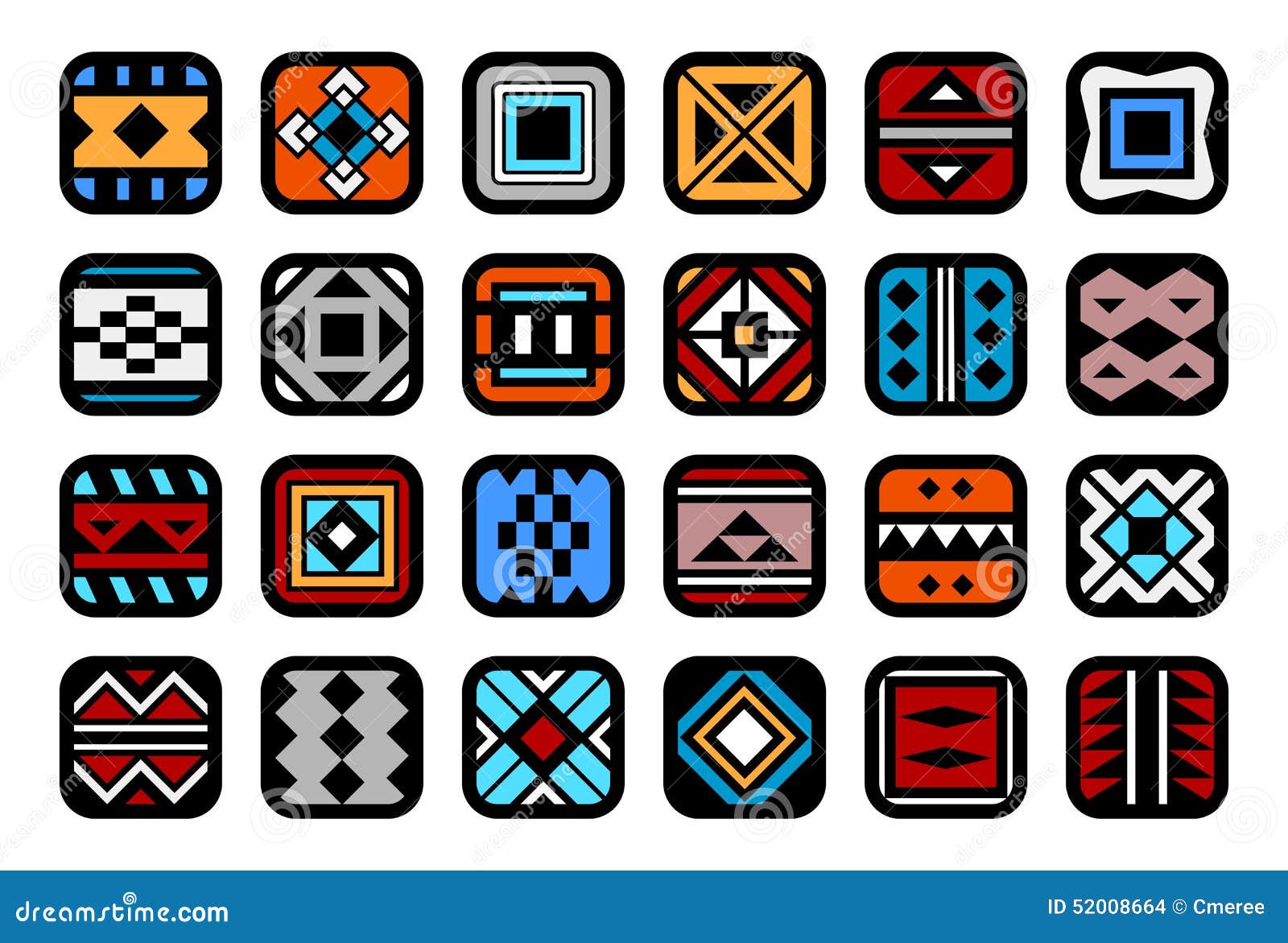 Icons with Native American Ornaments Stock Vector - Illustration of ...
