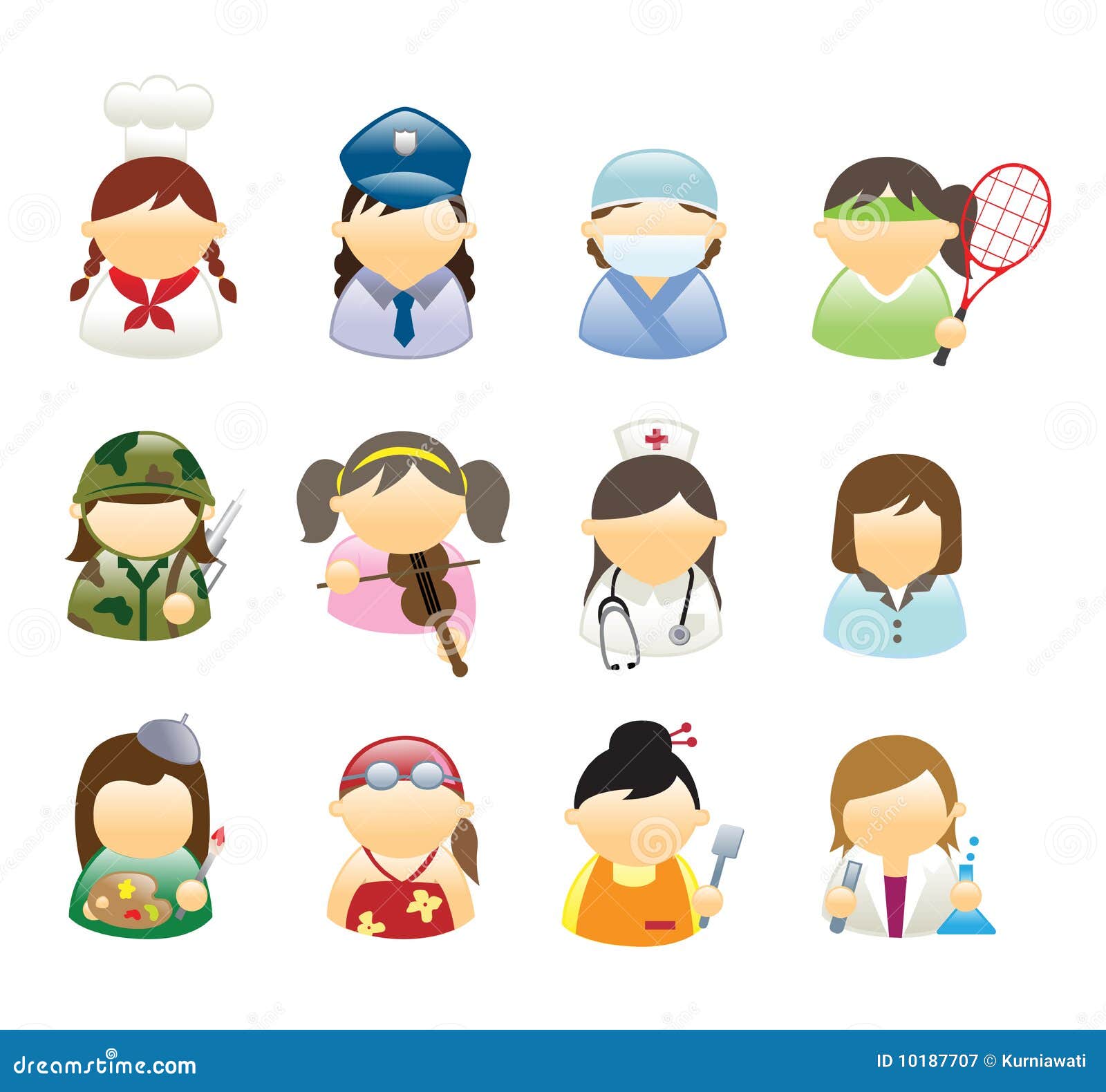 Icons Occupations Woman stock vector. Illustration of vector - 10187707