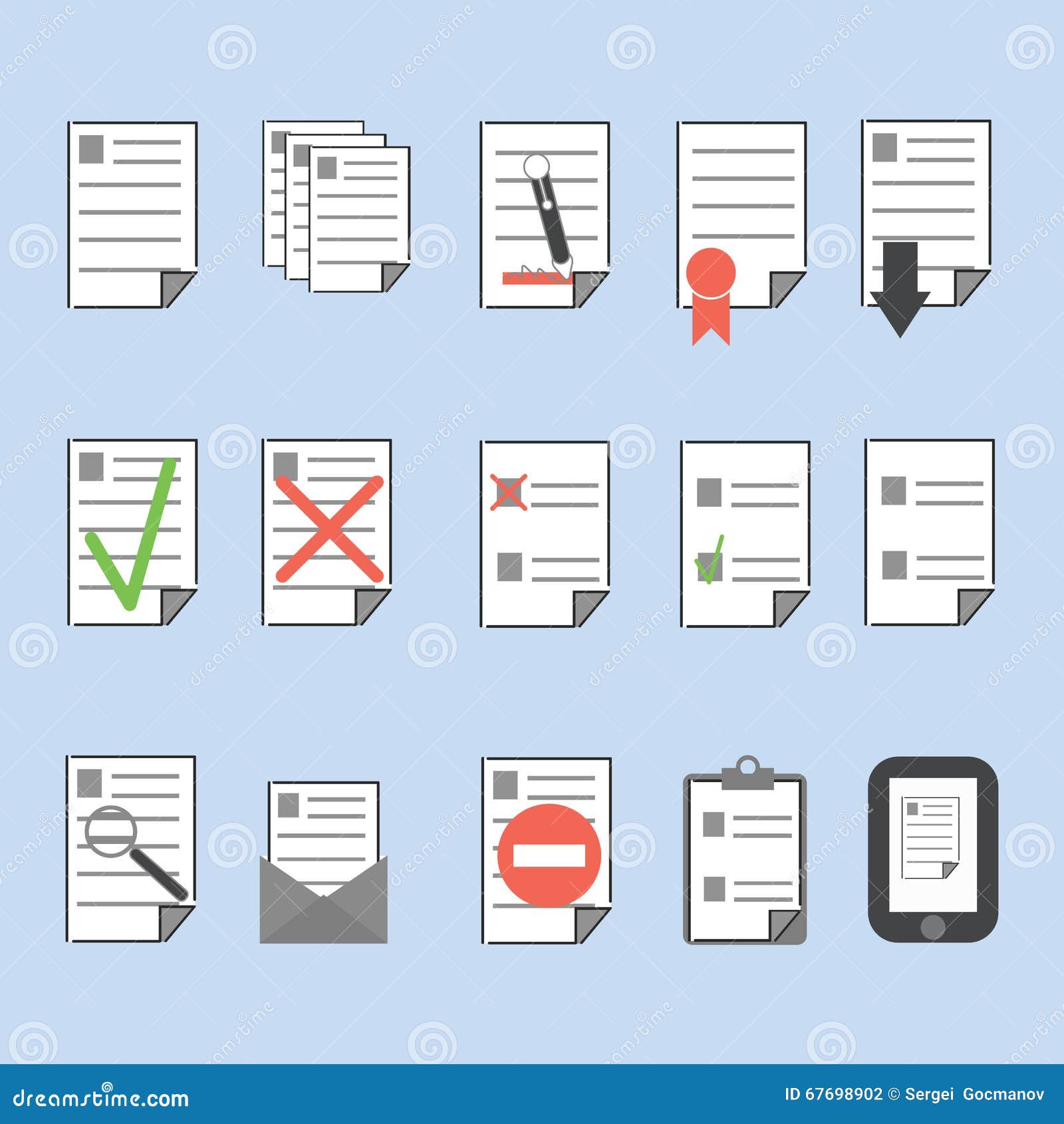 Icons office documents stock vector. Illustration of card - 67698902