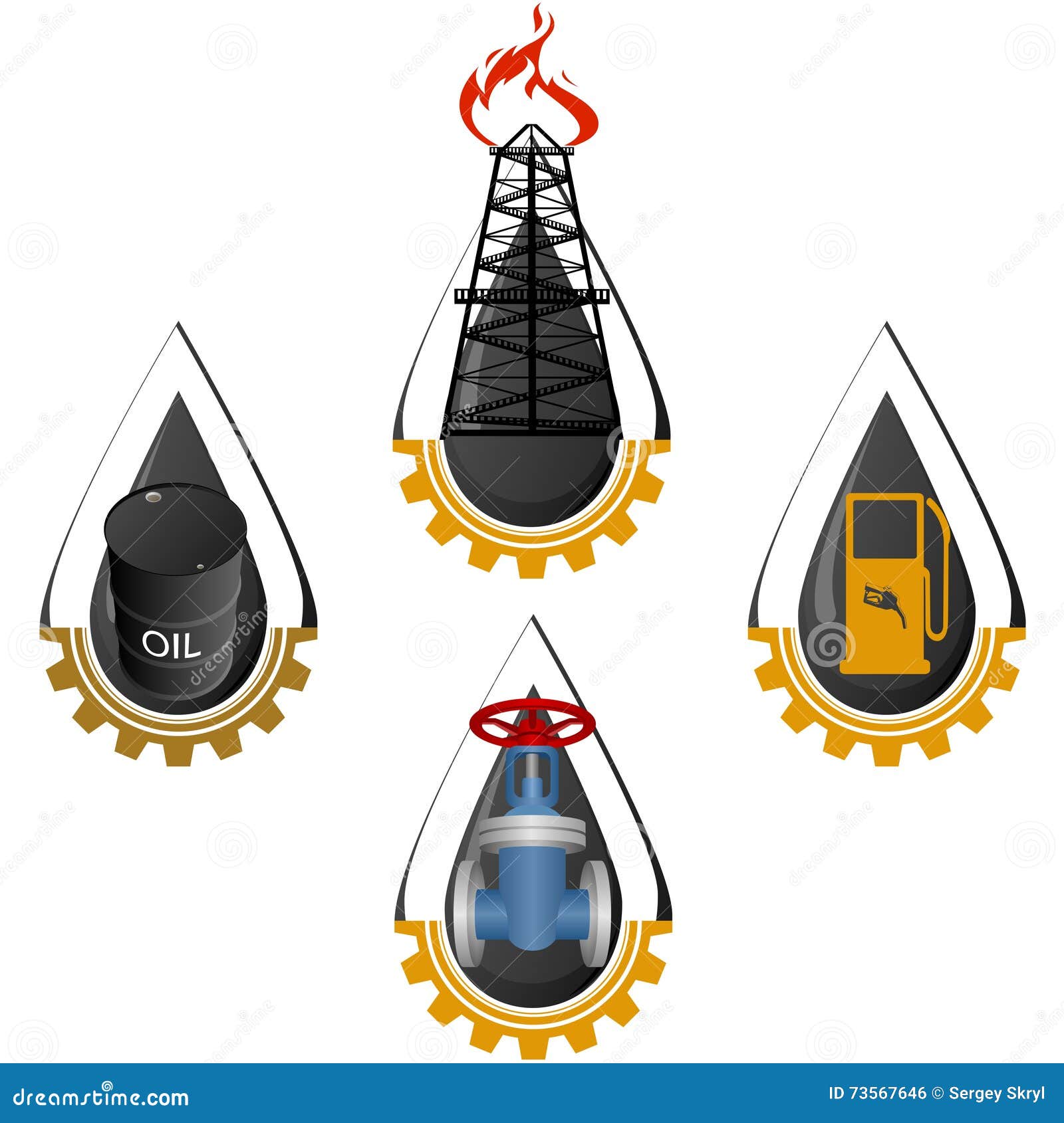 Icons For Oil Refining, Fractional Distillation Cartoon Vector ...