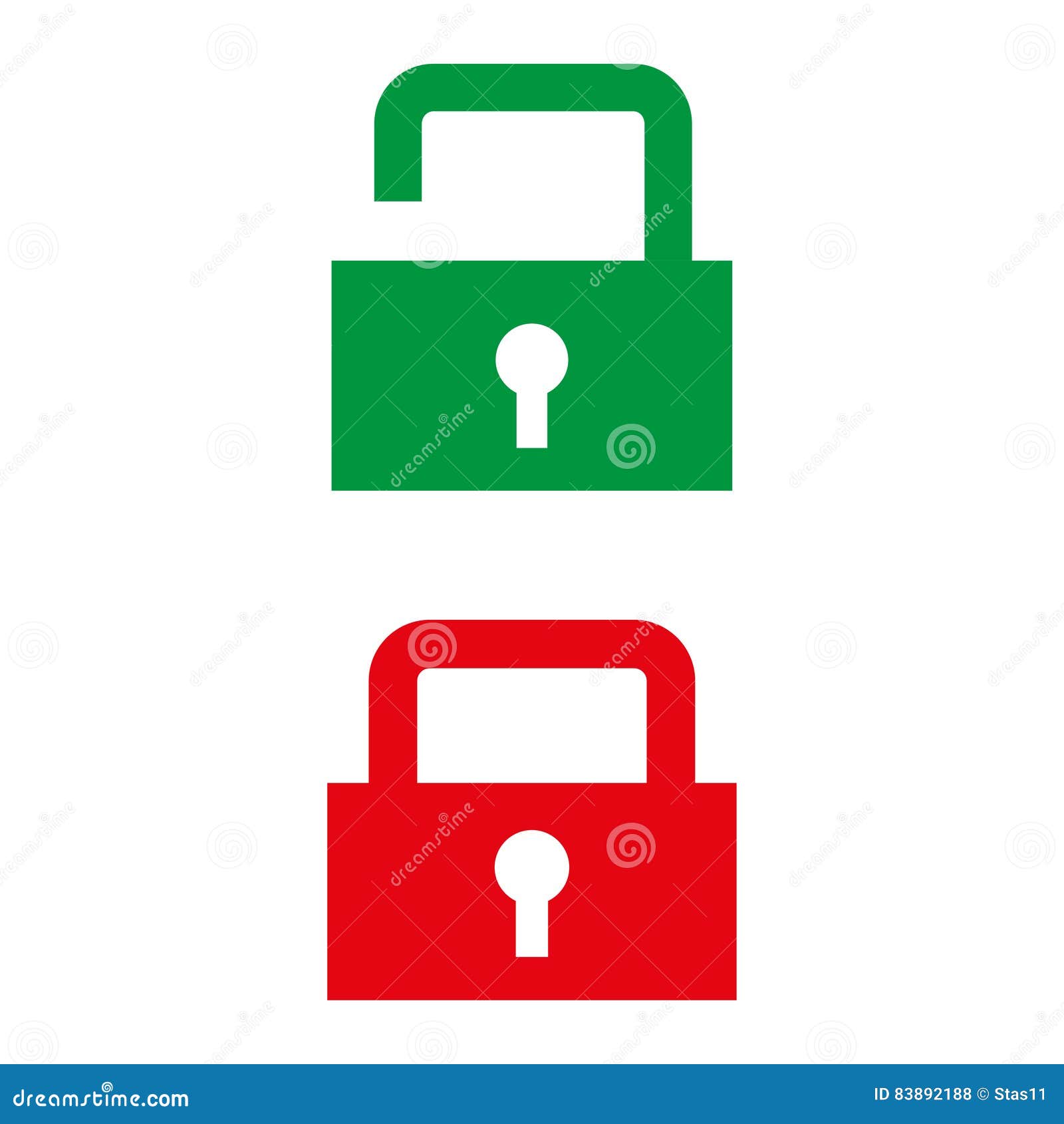 Icons of Open and Closed Padlock. Green and Red Stock Vector ...