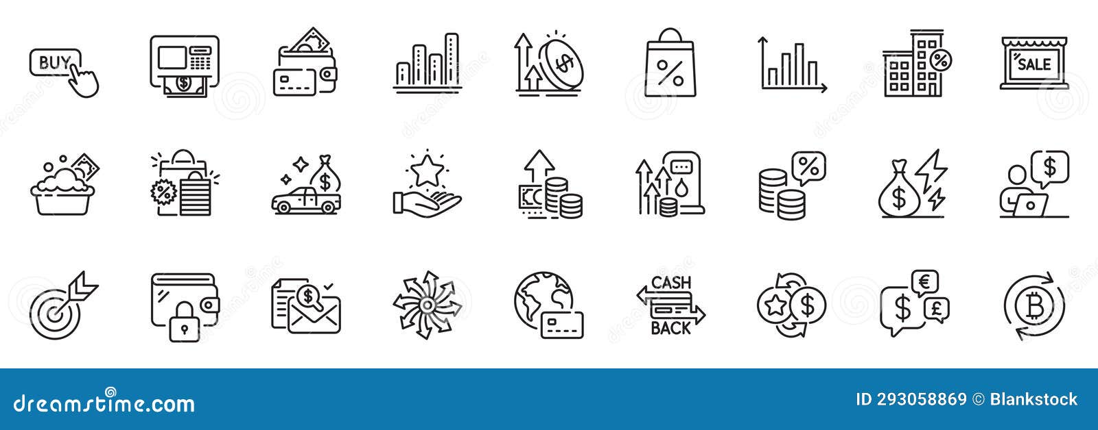 Icons Pack As Cashback Card, Target And Cash Transit Line Icons. For ...