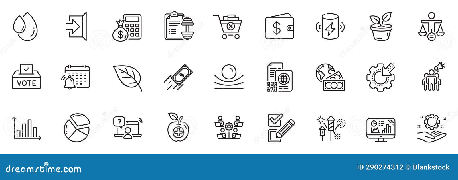 Icons Pack As Vote Box, Pie Chart and Elastic Material Line Icons. for ...