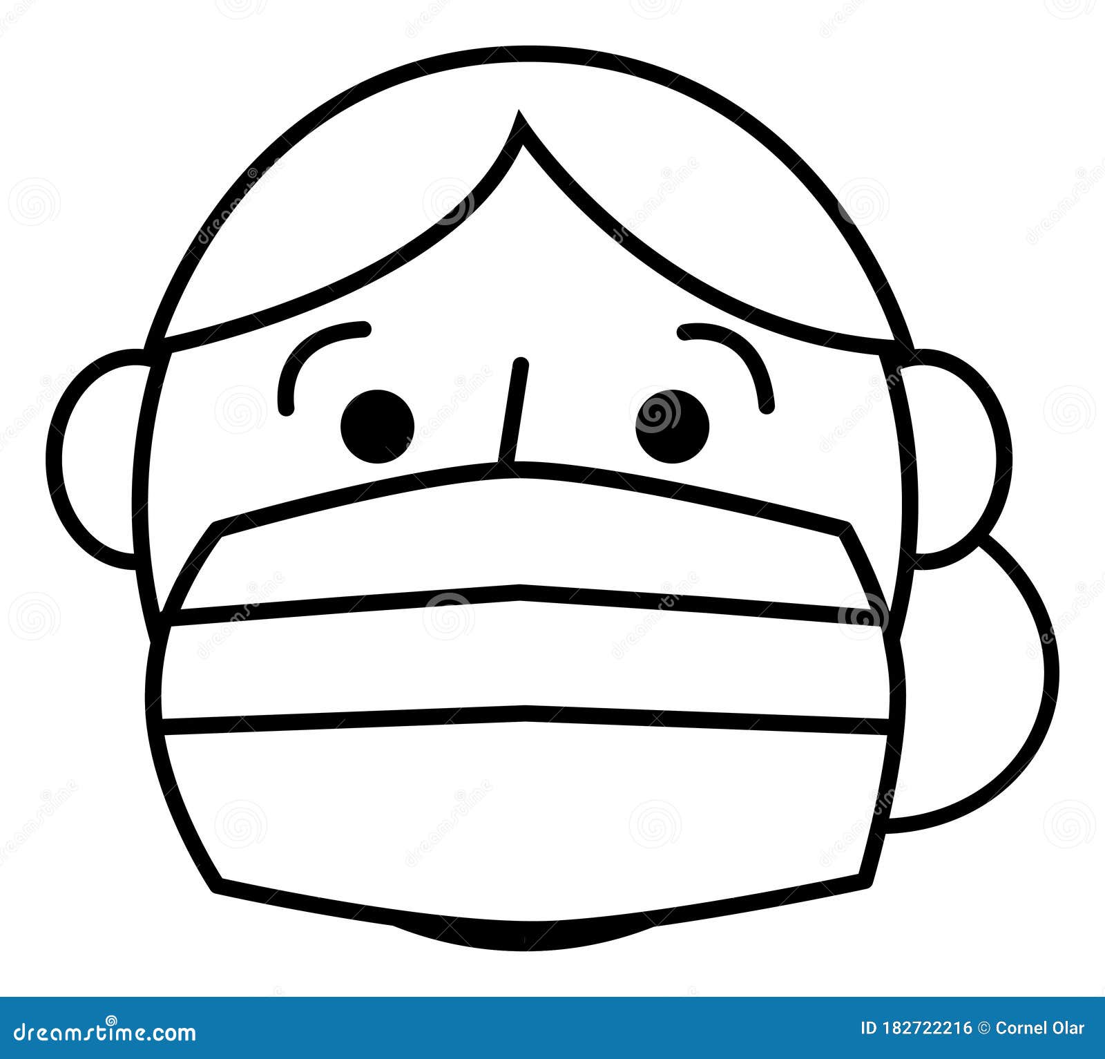 A Female Person Wearing a Face Mask Black and White Vector Stock Photo ...