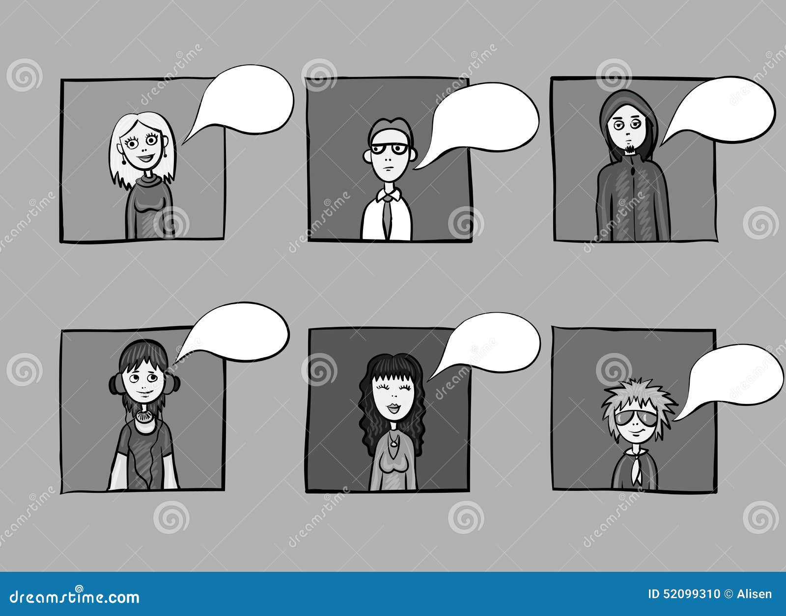 Icons of People with Clouds Conversation Stock Vector - Illustration of ...