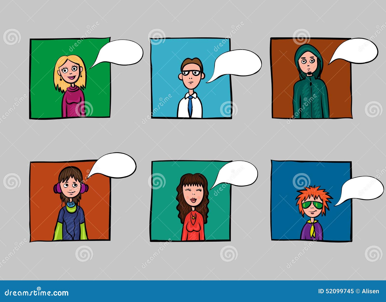 Icons of People with Clouds Conversation Stock Vector - Illustration of ...