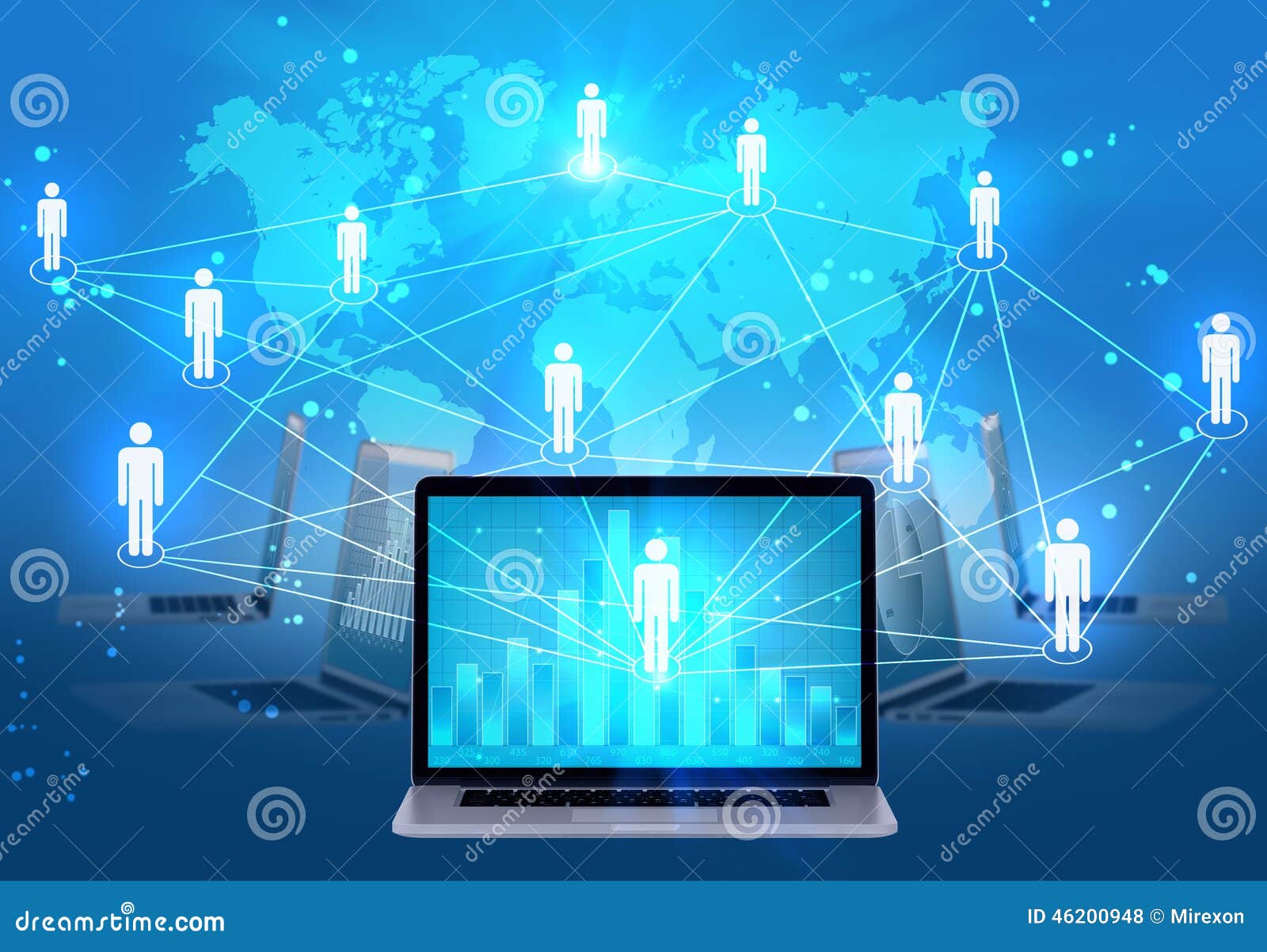 Icons of People in a Network Computers on the Stock Illustration ...