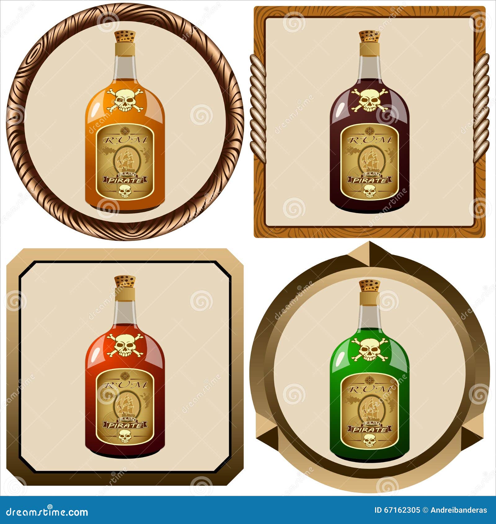 Icons with pirate rum stock vector. Illustration of label - 67162305
