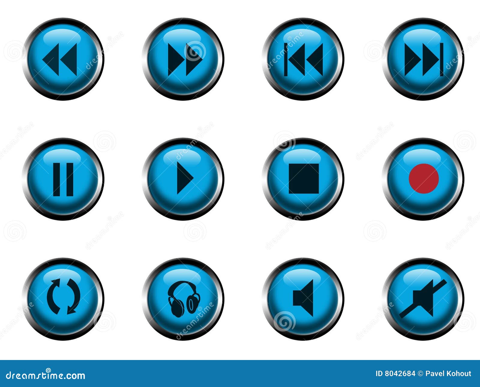 Icons for player stock illustration. Illustration of rewind - 8042684