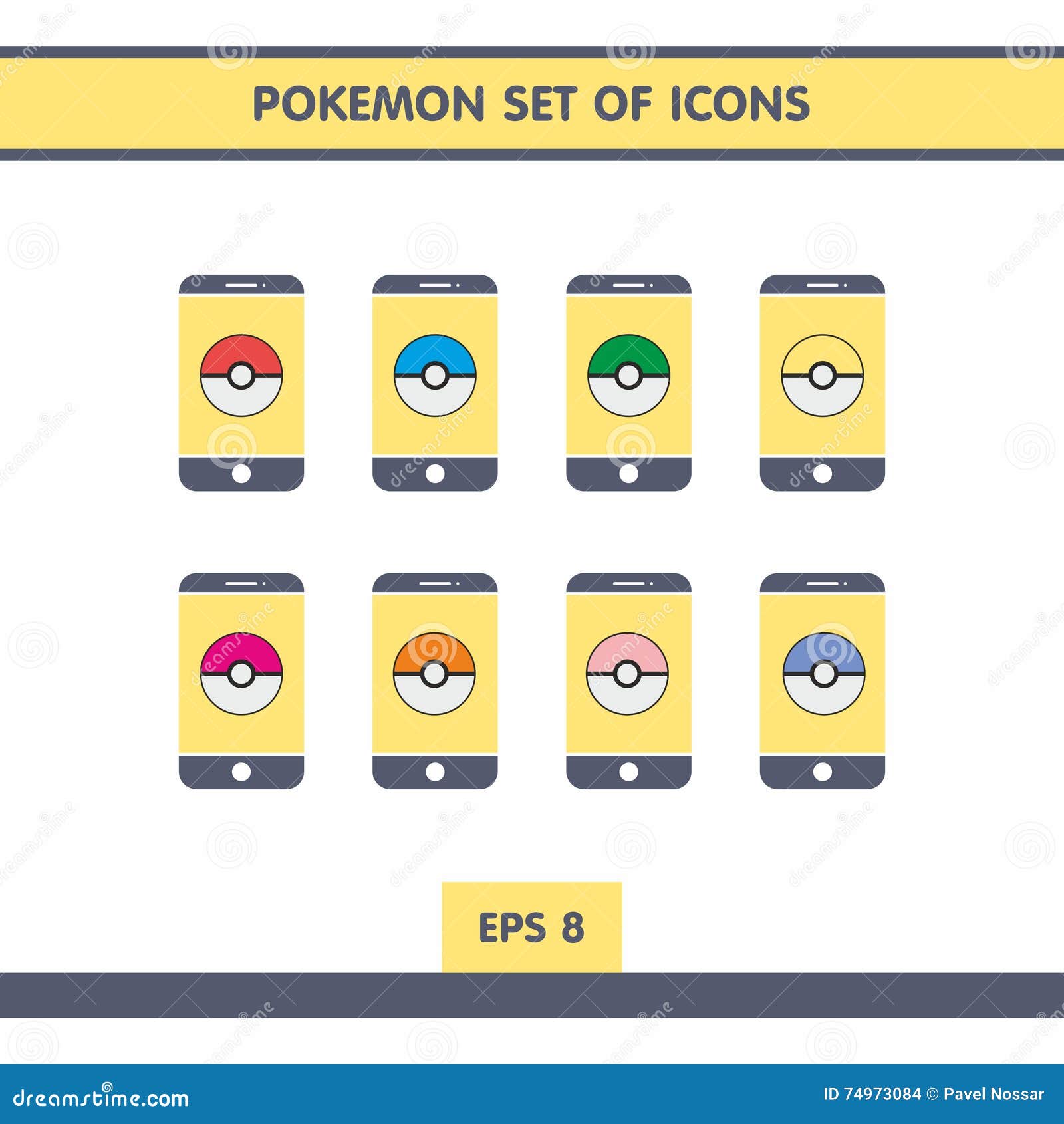 Icons with Pokemon editorial stock image. Illustration of application ...