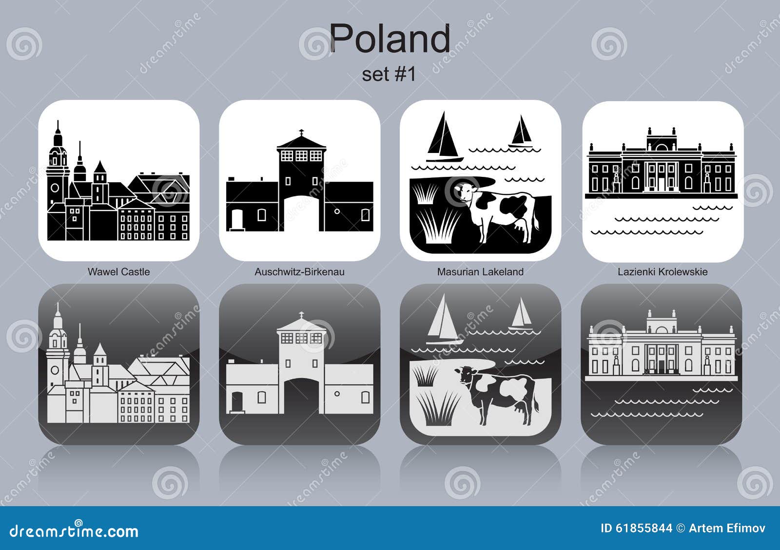Icons of Poland stock vector. Illustration of city, park - 61855844