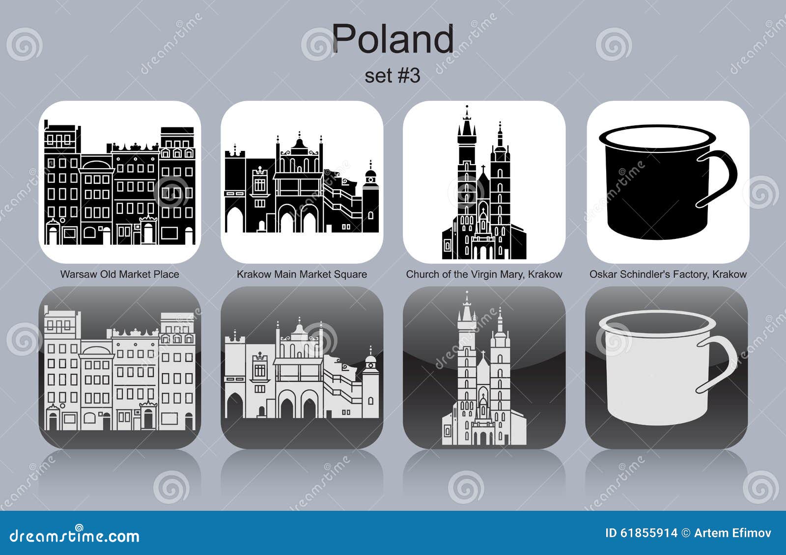 Icons of Poland stock vector. Illustration of buildings - 61855914