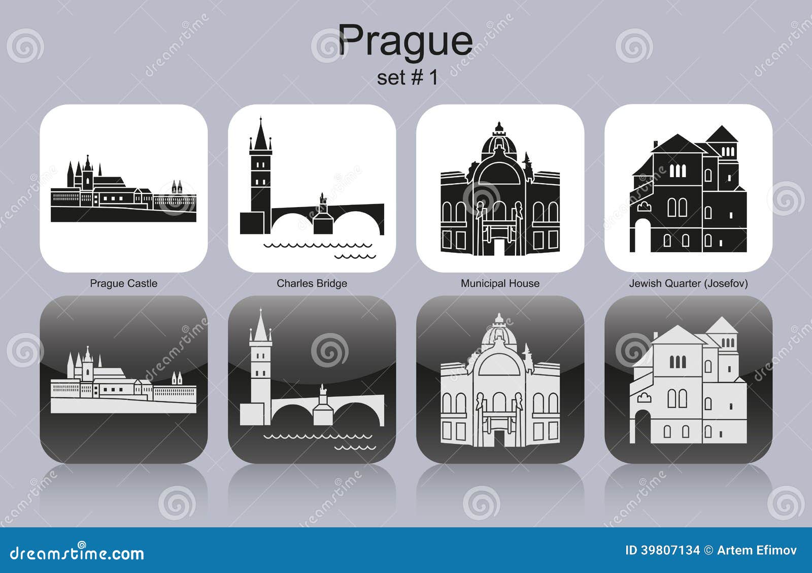 Icons of Prague stock vector. Illustration of dome, prague - 39807134