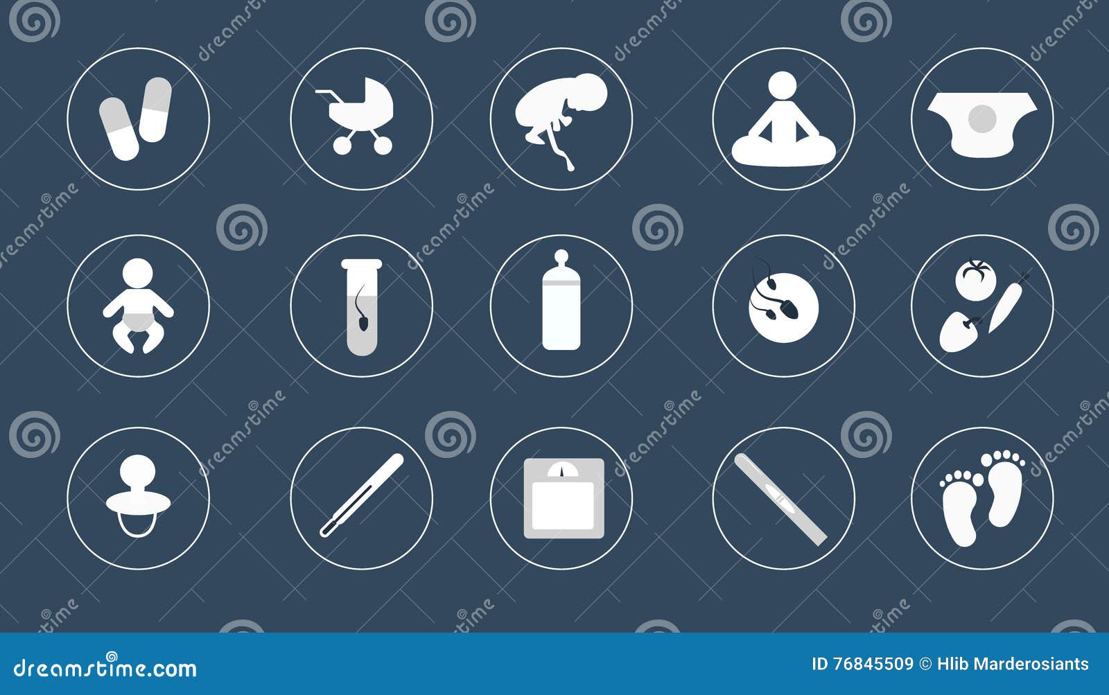 Icons Pregnancy . Design Style . White on Dark Stock Illustration ...