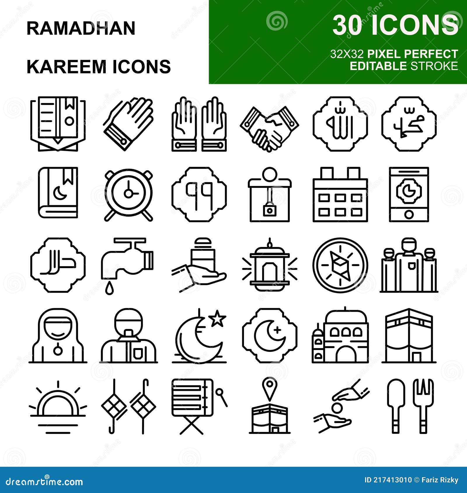 30 Icons Ramadhan Kareem Special Stock Illustration - Illustration of ...