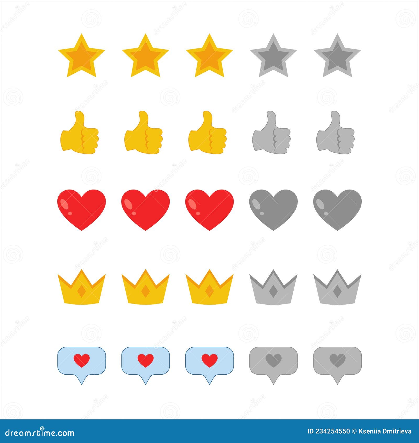 Rating Icons. Set of Symbols in a Simple Flat Style for Assessing the ...