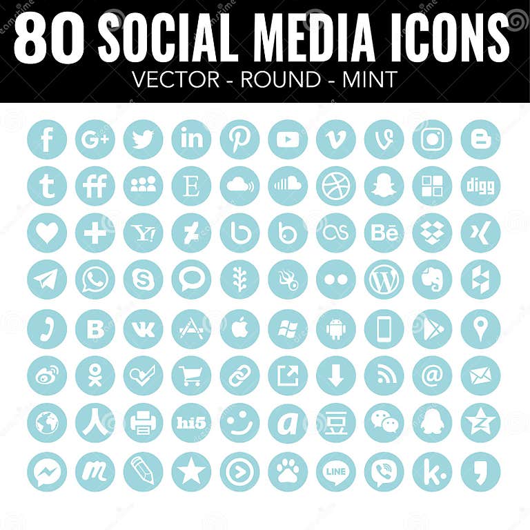 Mint Social Media Icons - for Web Design and Graphic Design Editorial ...