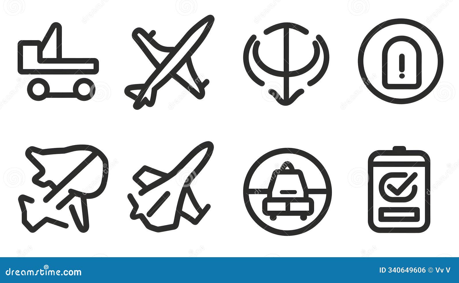 Icons Representing Various Aviation Activities Stock Illustration ...