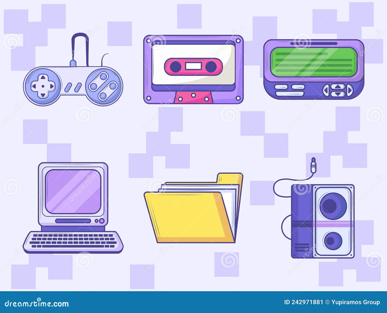 Icons retro technology stock vector. Illustration of game - 242971881