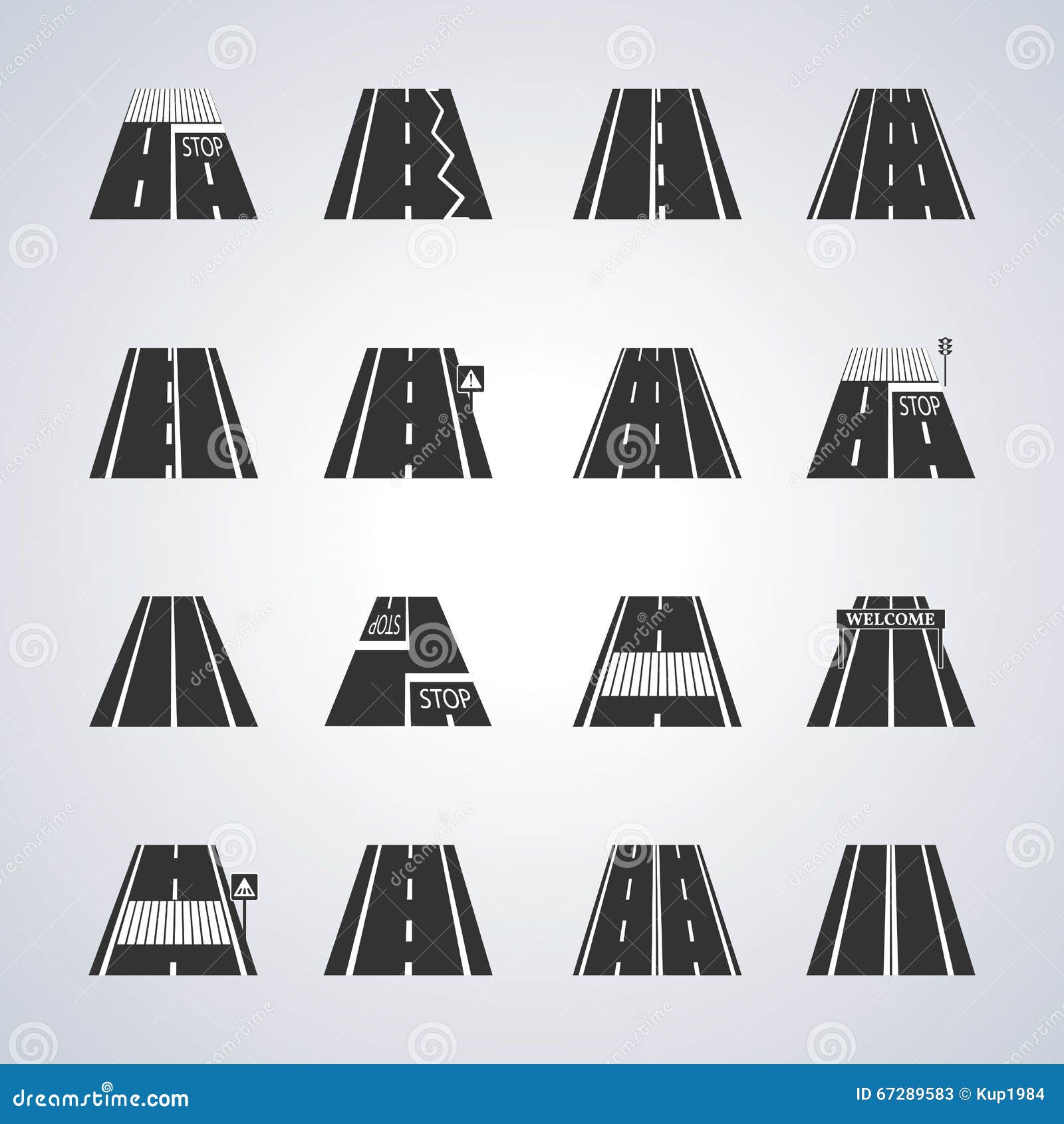 Icons of the Road, Vector Illustration. Stock Vector - Illustration of ...