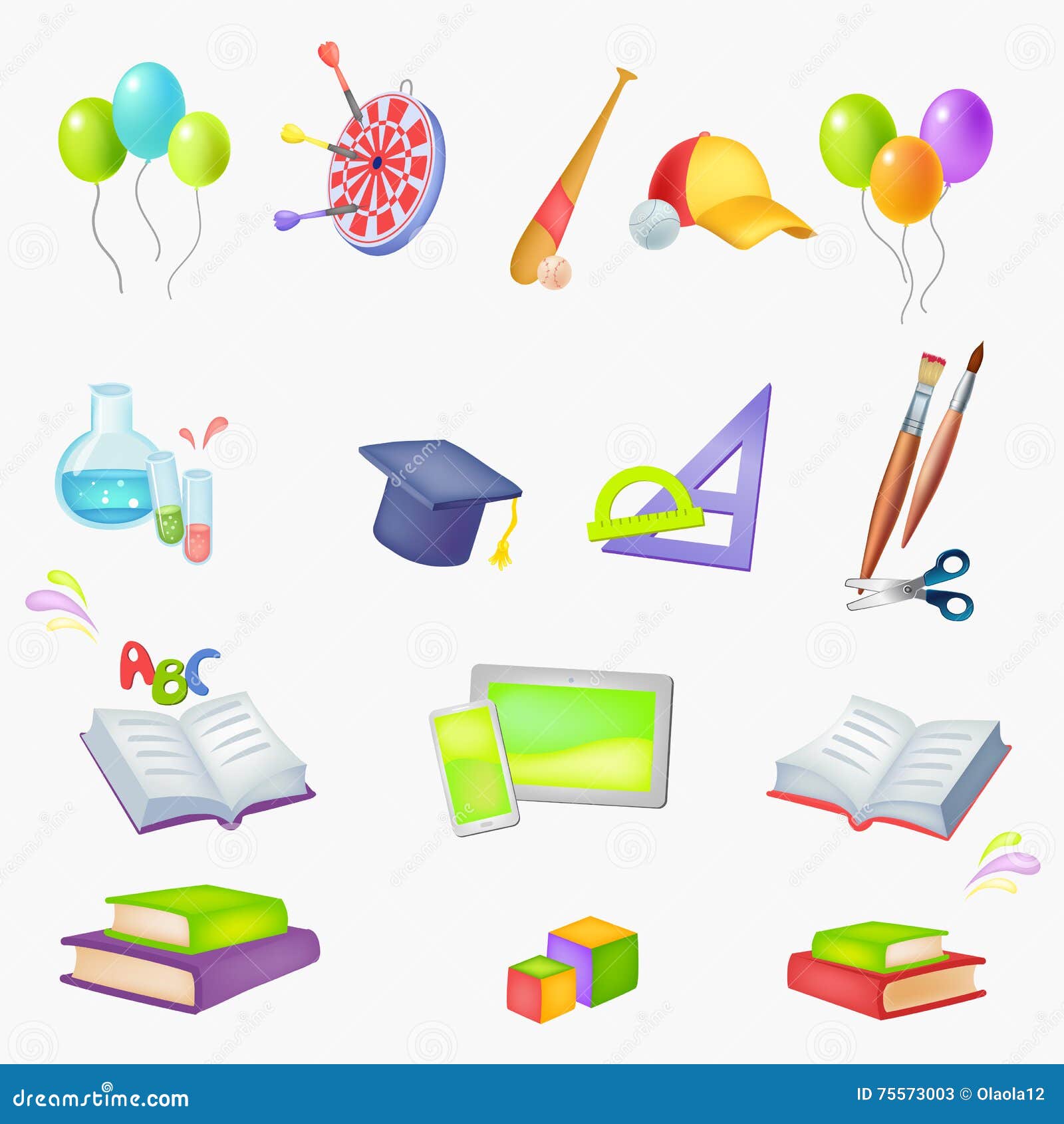 Icons School theme stock vector. Illustration of stationery - 75573003