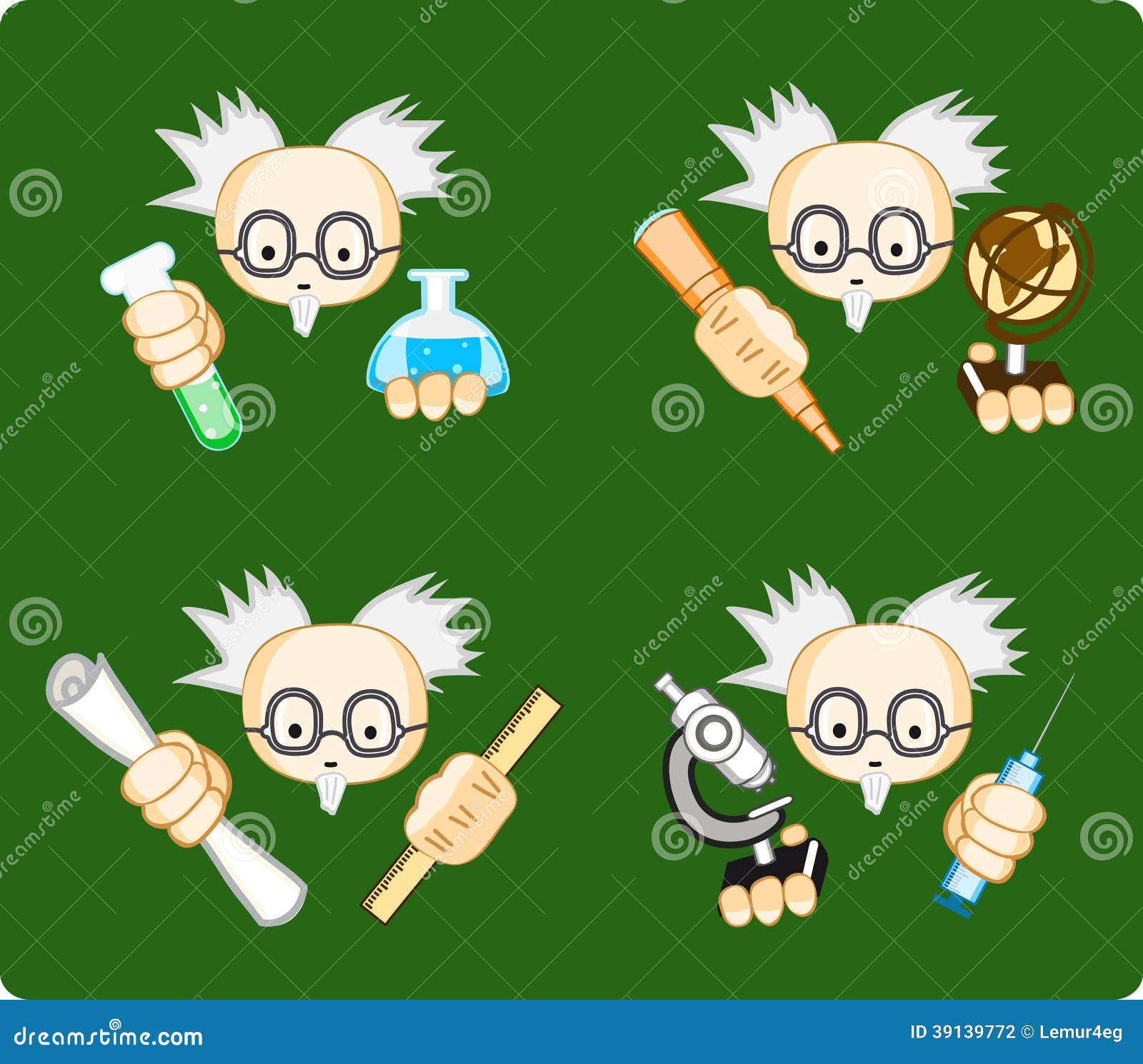 Icons Scientists Discovery Study Vector. Isolated Flat Cartoon ...