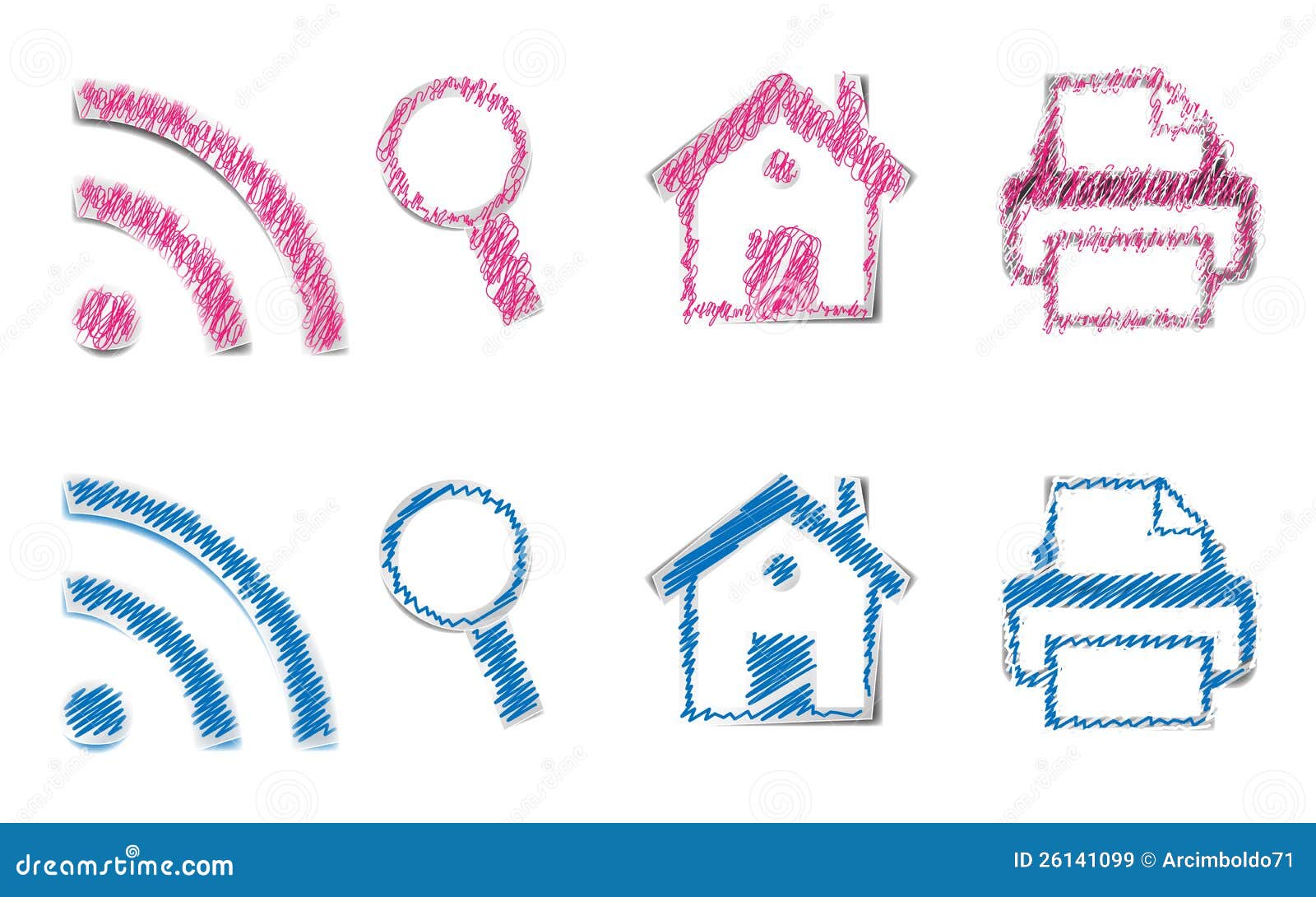 ICONS Scribble stock illustration. Illustration of blue - 26141099